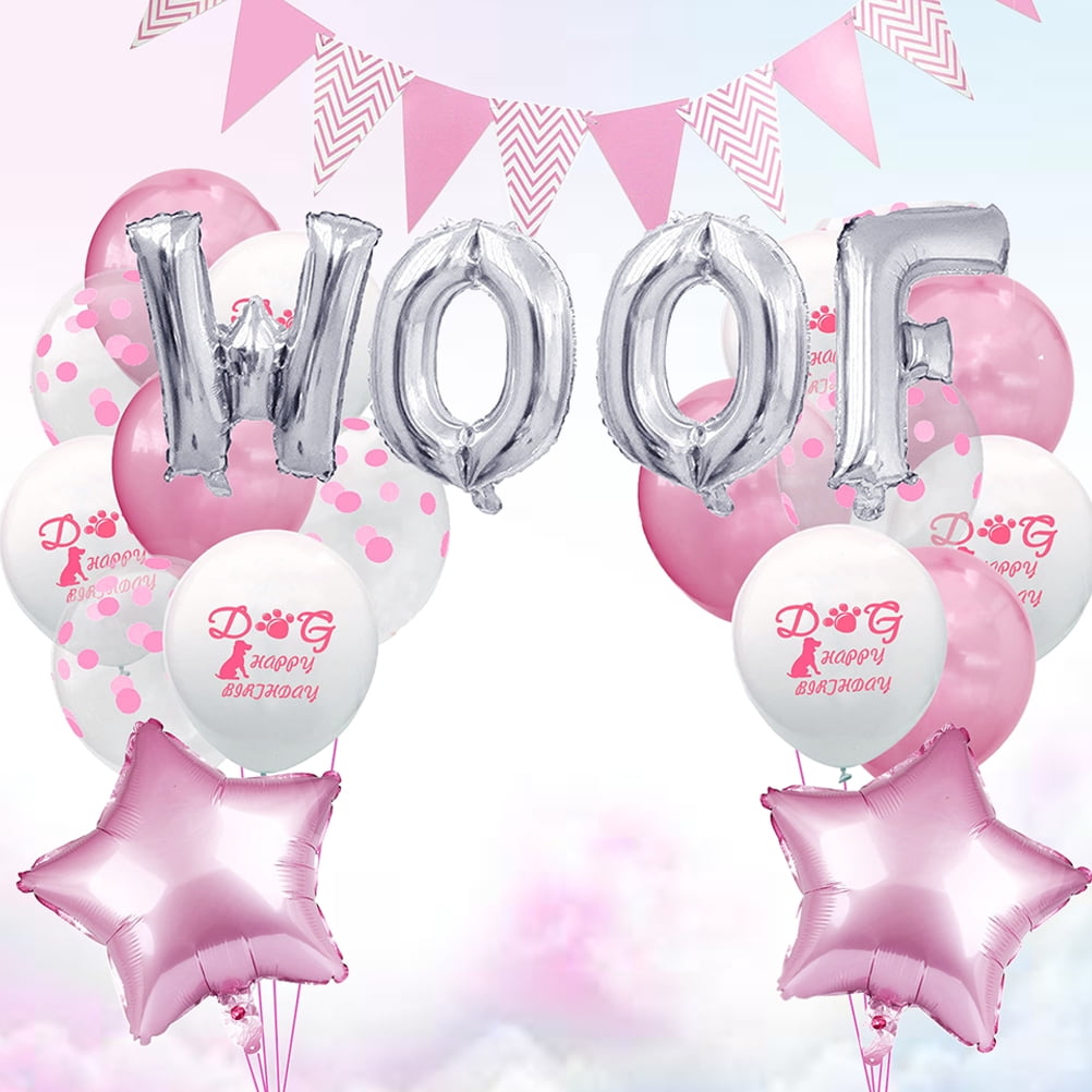 FESTFENDS 5Pack Silver Pink Letter Balloon Set Pet Owners Puppy Theme ...