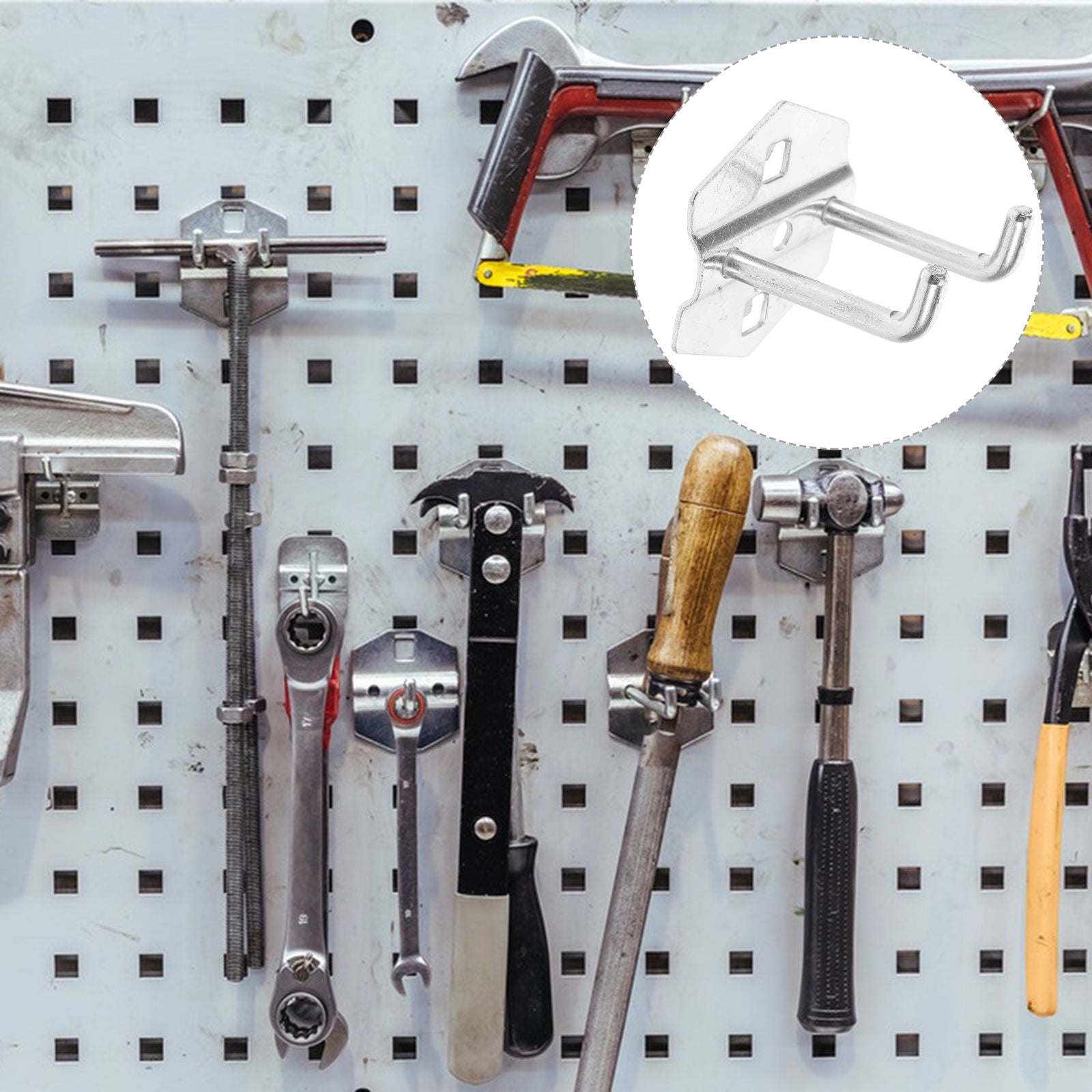 FESTFENDS 6Pcs Silver Pegboard Hooks for Garage Storage and Tool ...
