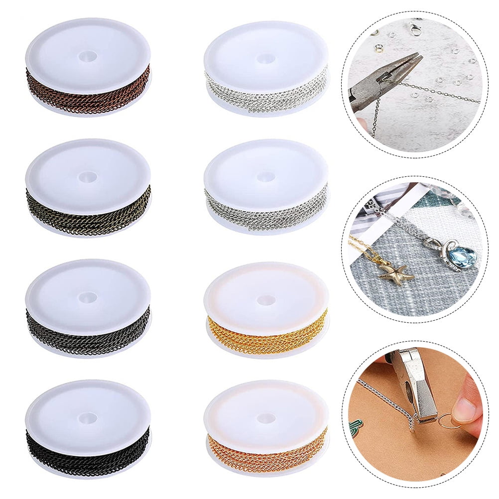 FESTFENDS 8 Rolls of Necklace Chains Jewelry Making Chain Iron Assorted ...