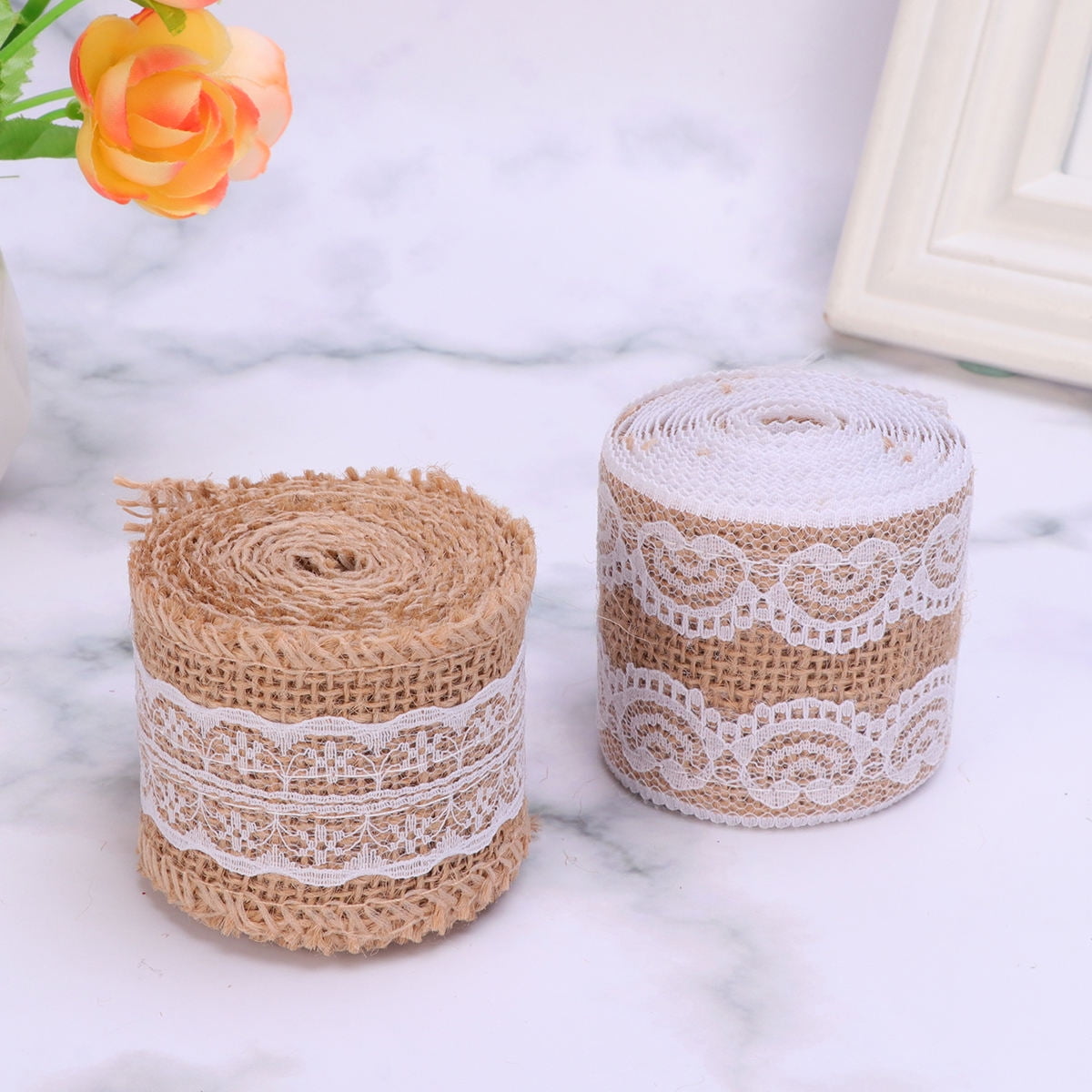 FESTFENDS Burlap Craft Ribbon Assorted Color Jute And Lace Wedding ...