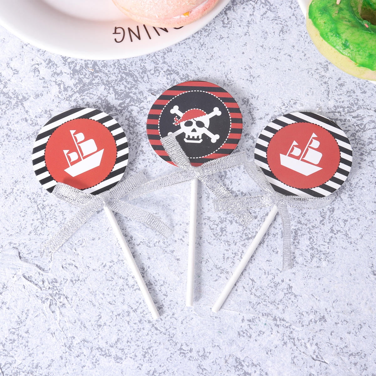 FESTFENDS Creative Pirate Theme Cake Toppers Dessert Picks for Birthday ...