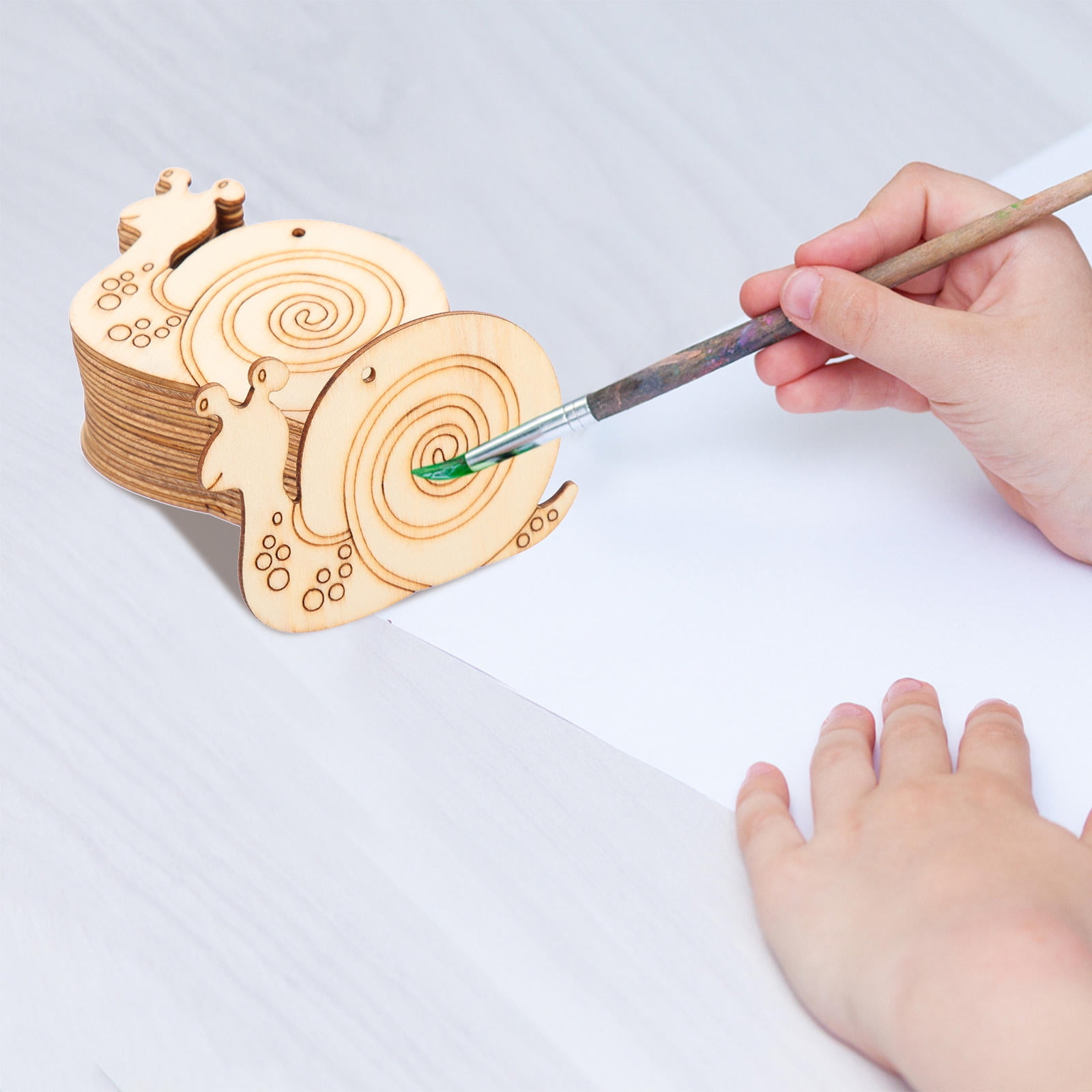 FESTFENDS DIY Wood Chips 50 Sets Snail Shape Wooden Cutouts For Home ...