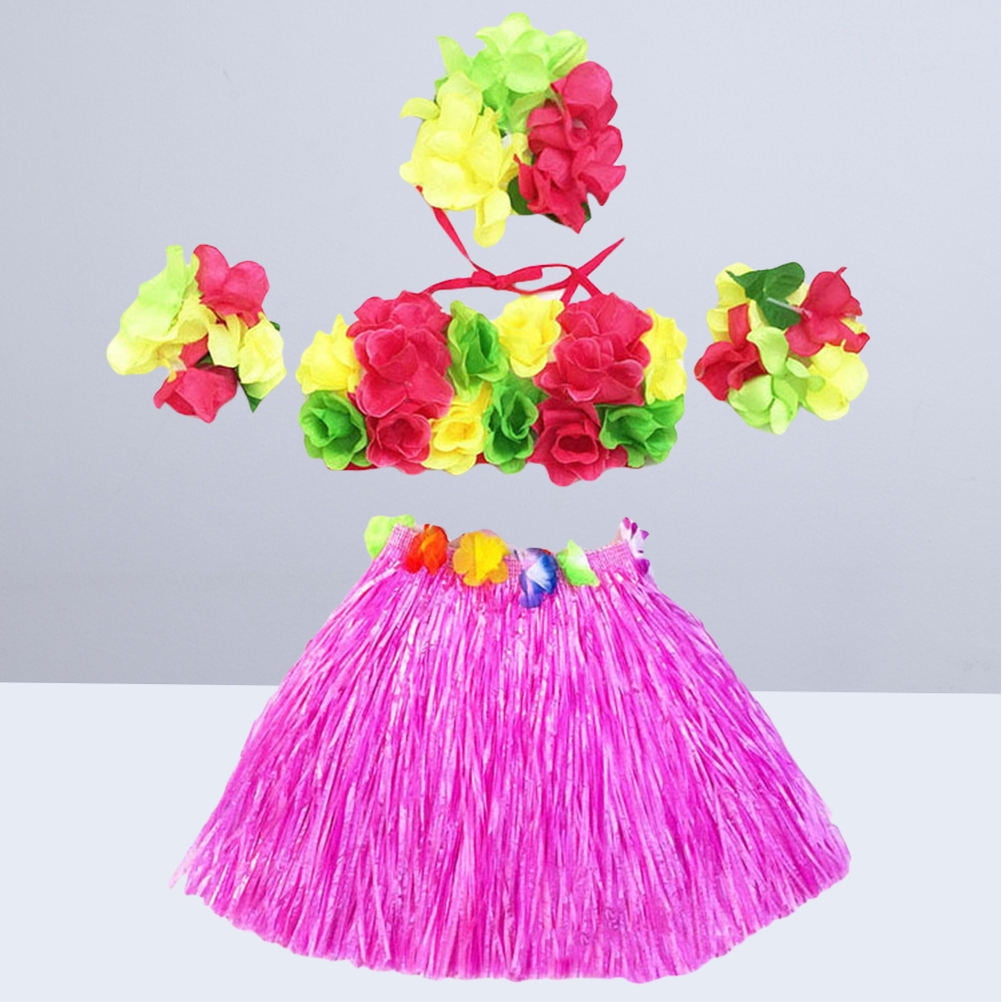 FESTFENDS Flower Bras Dance Skirt Set 80in Headband Pink Plastic Hook ...