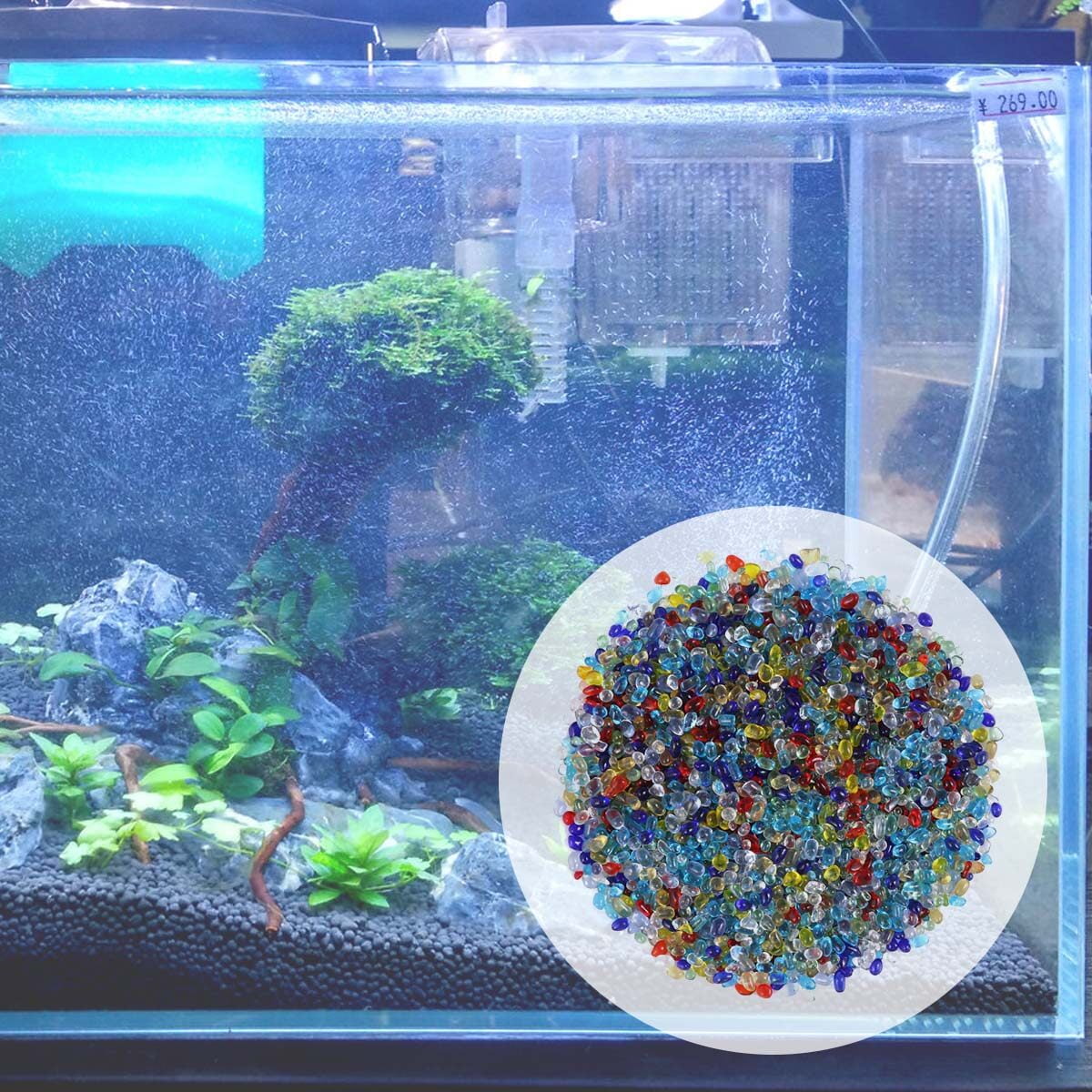 FESTFENDS Glass Gems Decorative Pebble Assorted Color Crystal Aquarium ...