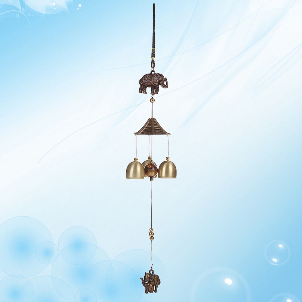 FESTFENDS Golden Metal Elephant Wind Chimes 17.9x2.8x0.8in Retro ...