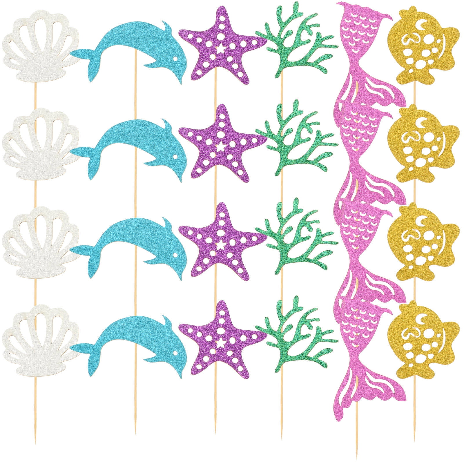 FESTFENDS Mermaid Cake Decor Assorted Color Paper Topper for Decor Chic ...