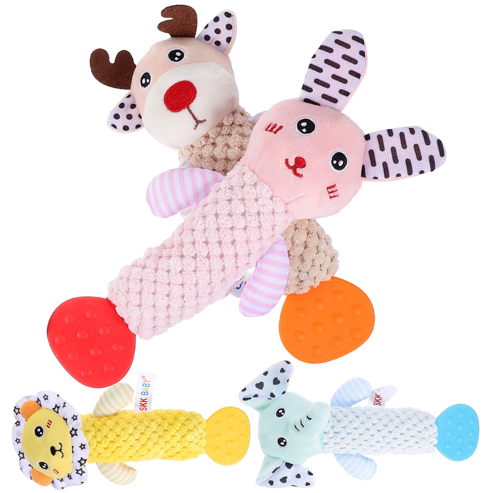 FESTFENDS Plush Animal Design Rattle Bell Toy for Kids Playing with ...