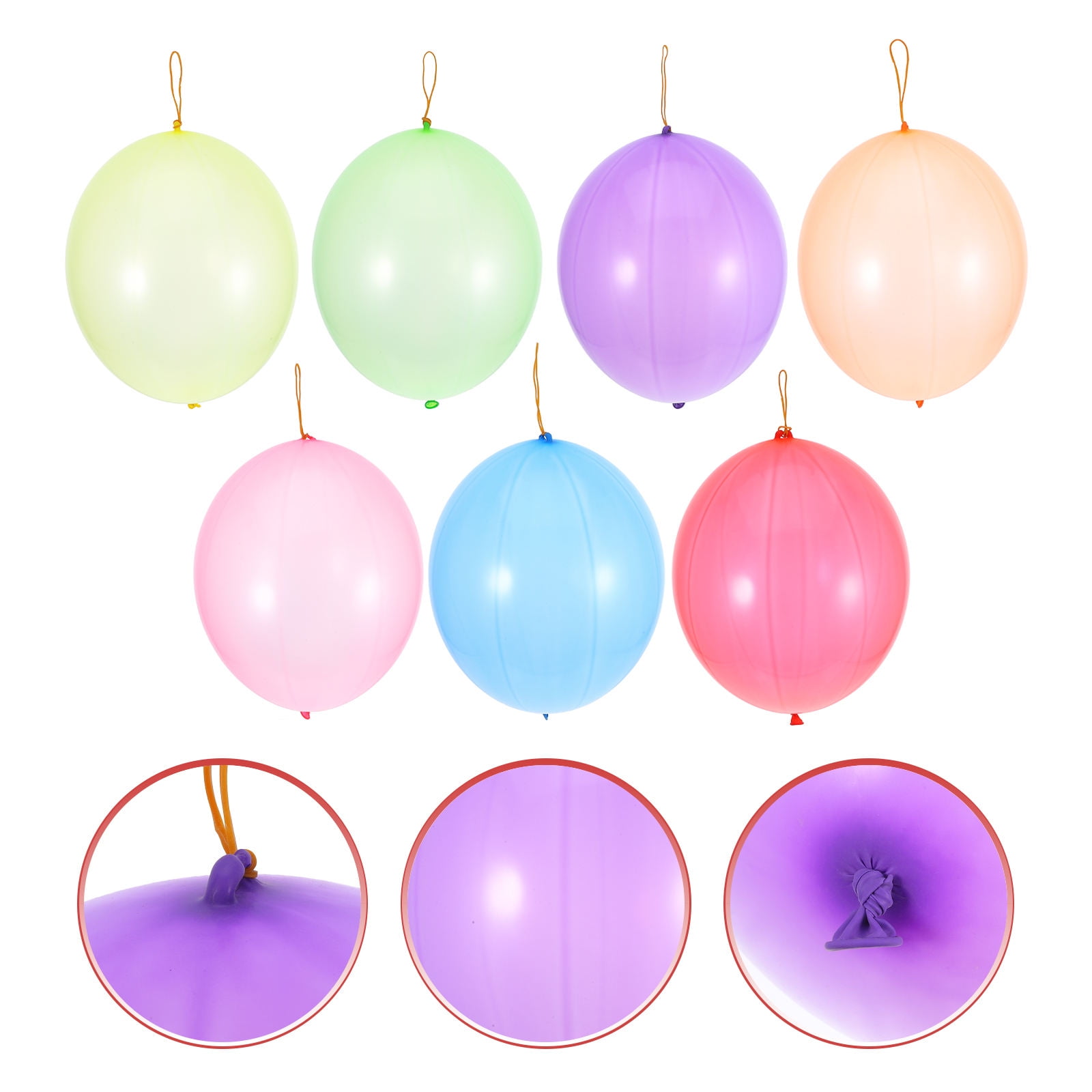 FESTFENDS Punch Balloons 50Pcs Assorted Color Inflatable Elastic Handle ...