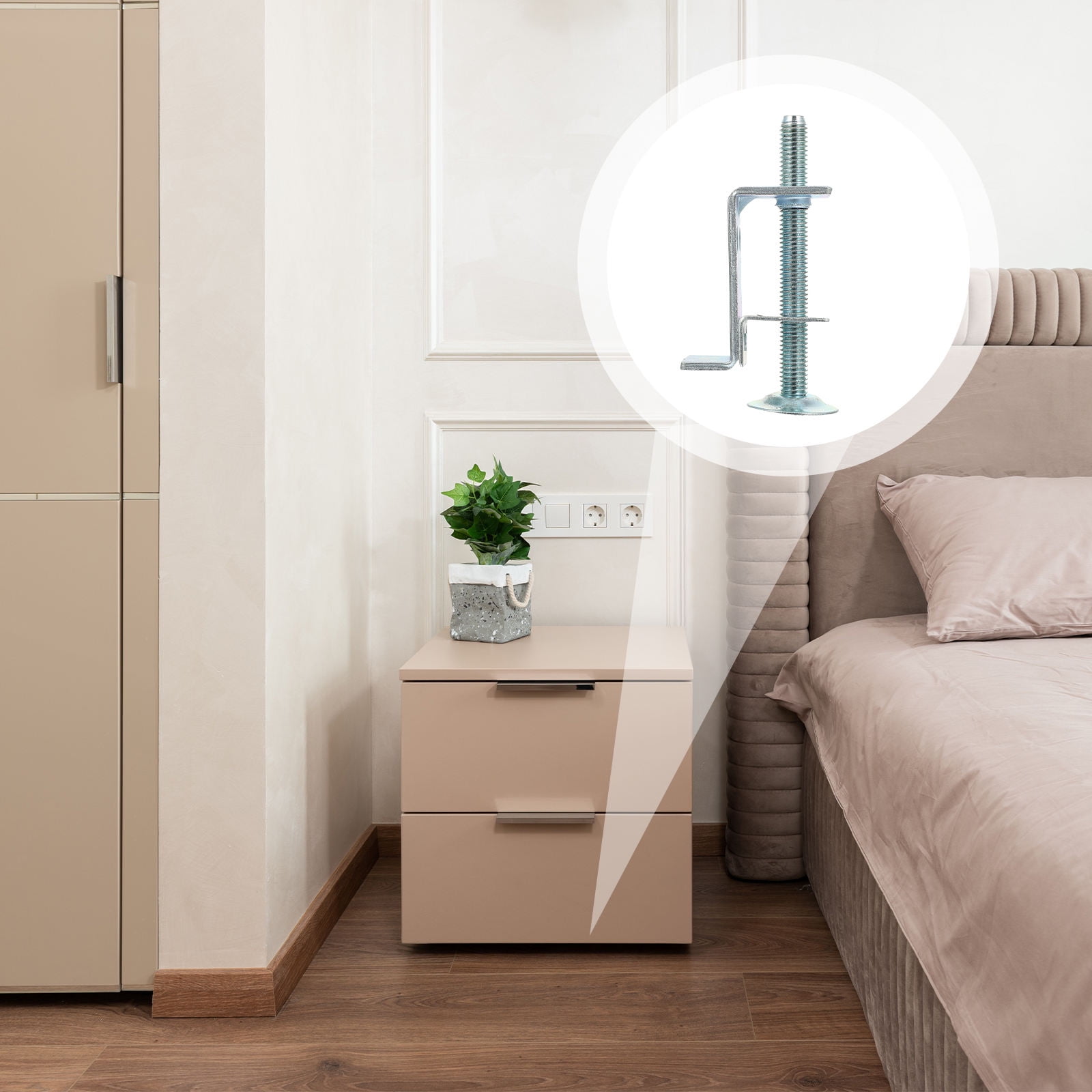 FESTFENDS Silver Square Cold Rolled Steel Wardrobe Brackets 2Pcs Height ...