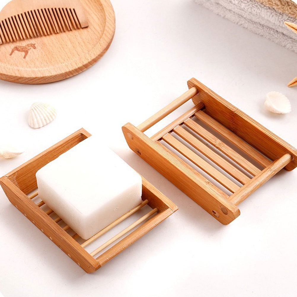 FESTFENDS Soap Dishes Boat Shaped Khaki Bamboo For Bathroom 1Set ...