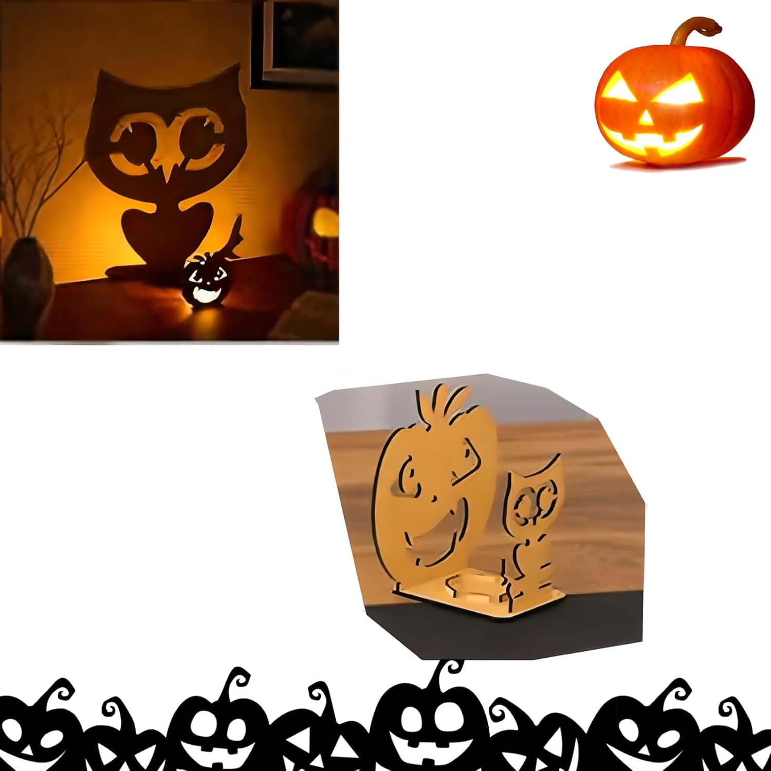 FESTILA 2025 New Handmade Wooden Ghostly Pumpkin Glow Home Decor ...