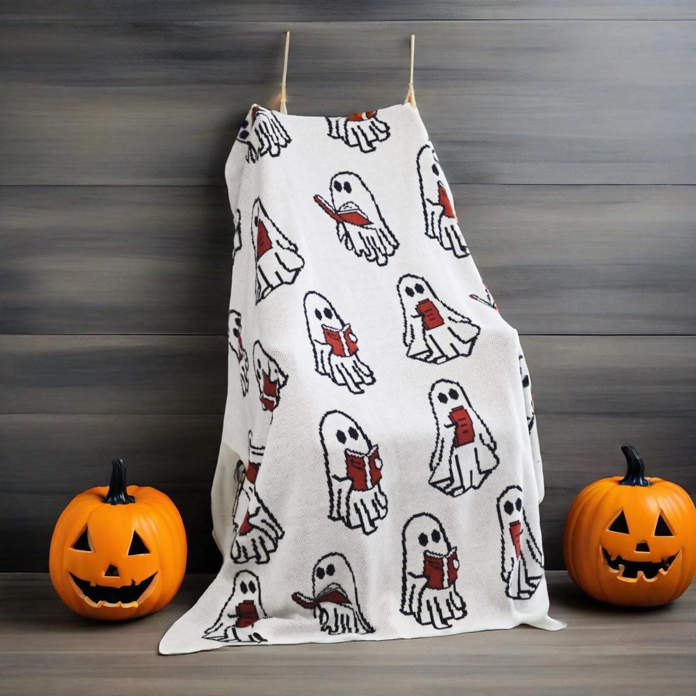 FESTILA Ghost Reading Blanket 2025 New Halloween Ghost Reading a Book ...