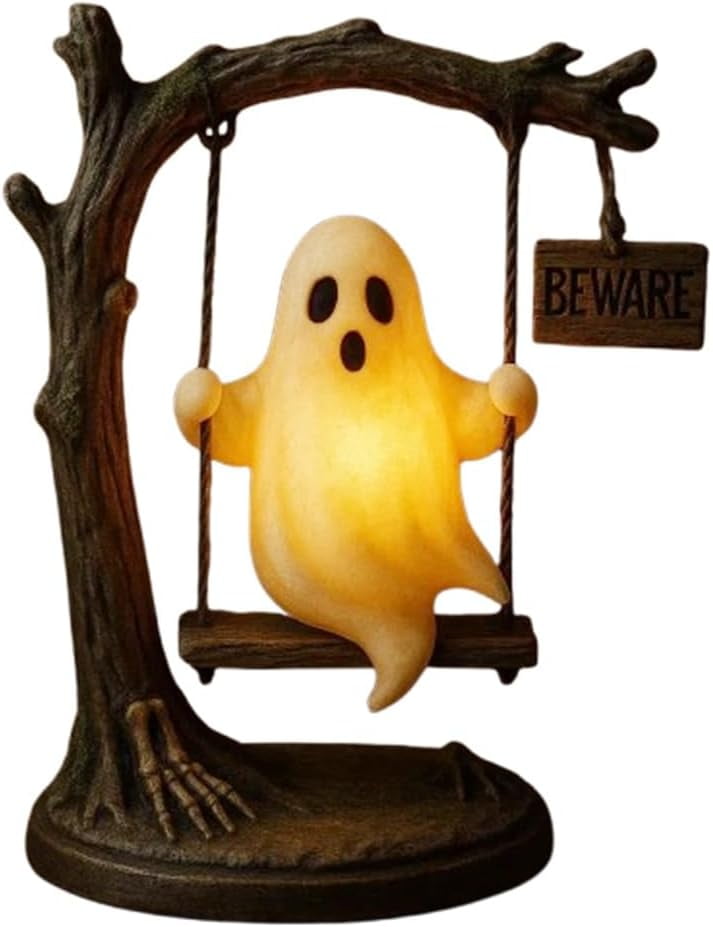FESTILA Ghost Swing Lamp, Ghost on a Tree Swing, Handmade Halloween ...