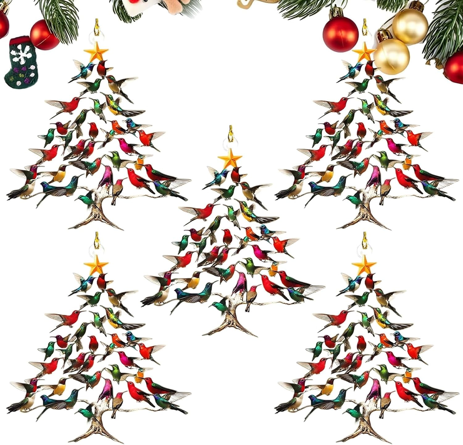 FESTILA Hummingbird Christmas Ornament, Colorful Stack Hummingbirds ...