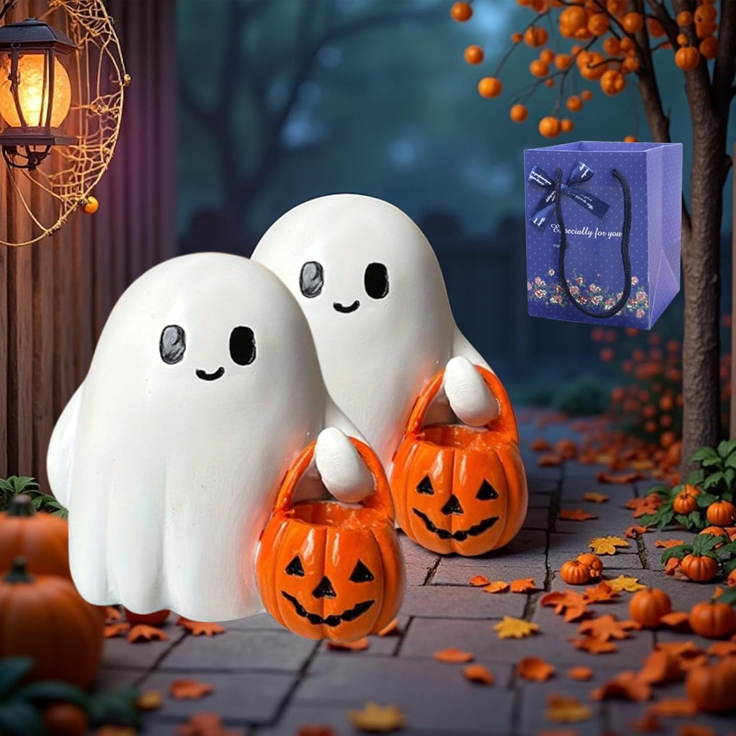 FESTILA Pumpkin Boo Buddies, Cute Tiny Trick or Treat Ghost, Halloween ...