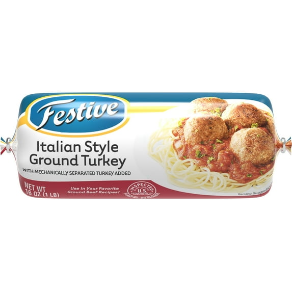 FESTIVE Italian Seasoned Ground Turkey, Frozen, 1 lb Roll - Walmart.com