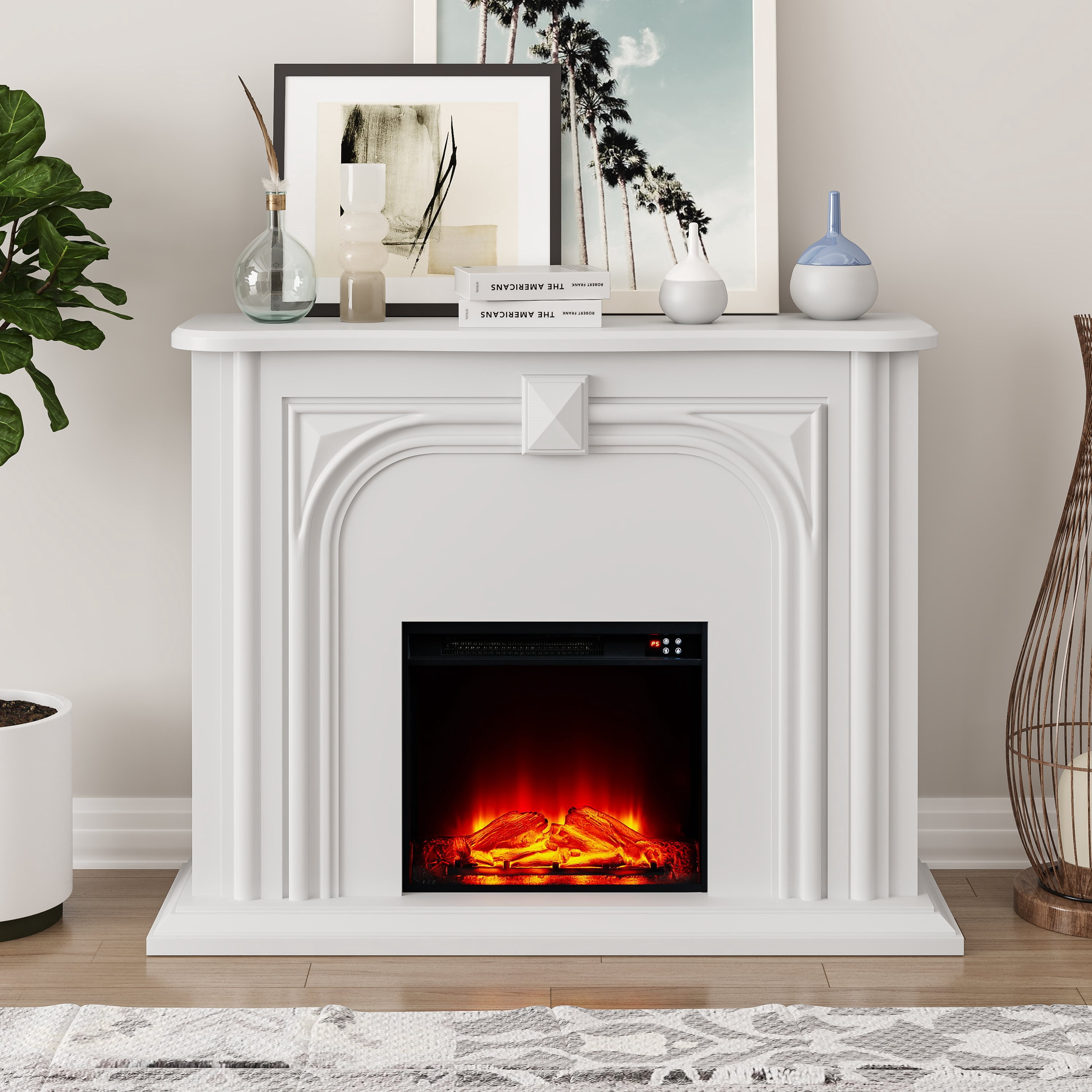 FESTIVO 47.5" Wide Freestanding Fireplace with Realistic LED Flames ...