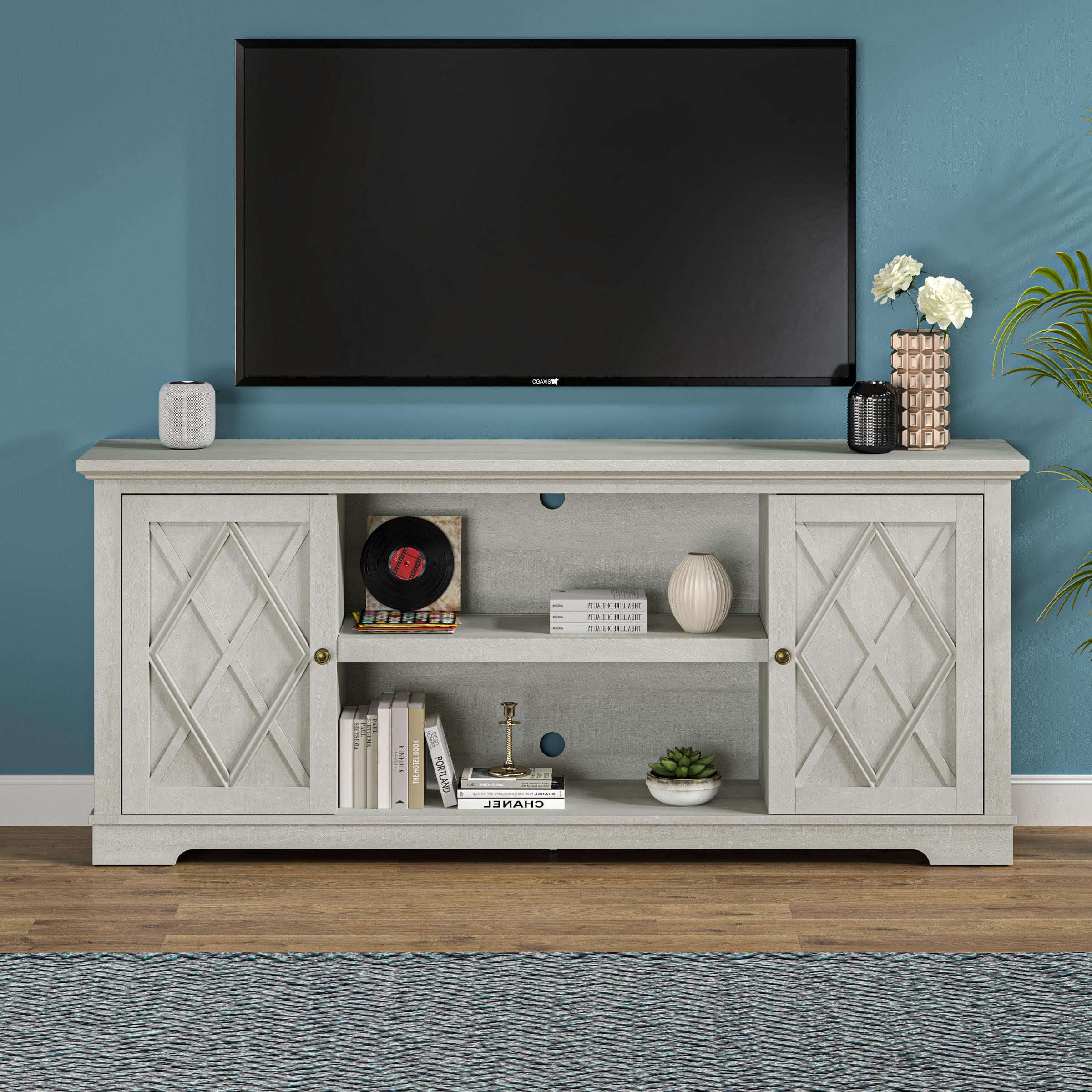 FESTIVO 70" Elegant Farmhouse Style TV Stand Console for 75 Inch TVs ...