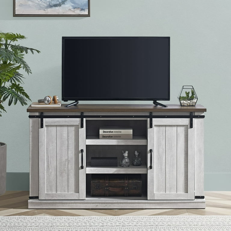 FESTIVO Farmhouse TV Stand for 65 TV Entertainment Center Sliding Barn Door TV Stand 54 inch TV Console Table Home Living Room Media Console with Adjustable Shelf Off White Walmart
