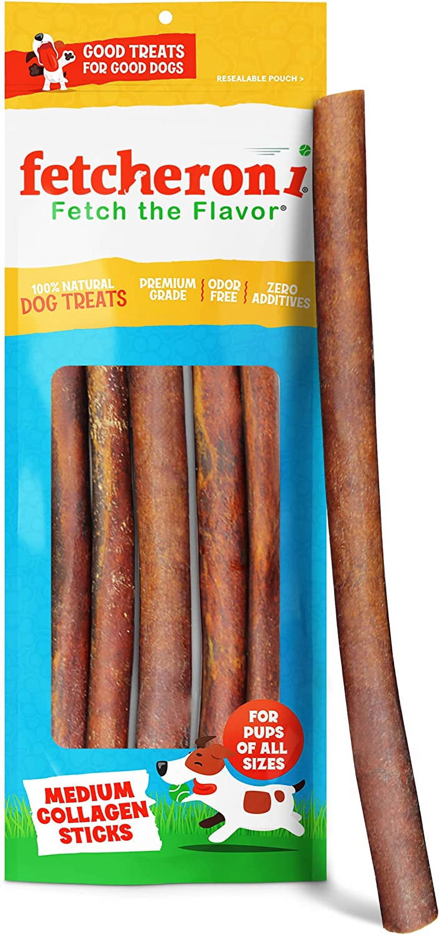 FETCHERONI Beef Collagen Sticks for Dogs (6 Inch, 5-Pack), Bully Sticks ...