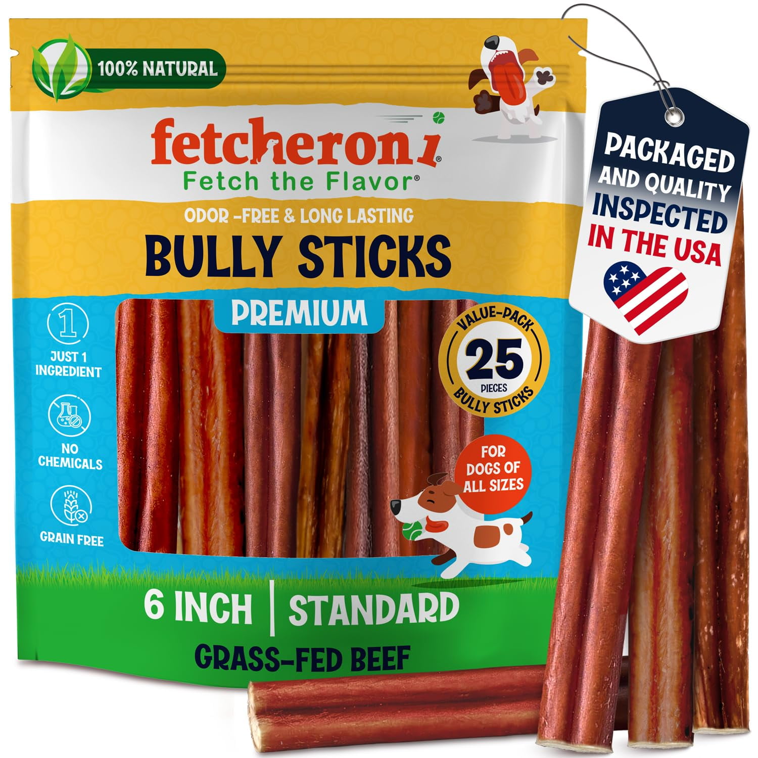 FETCHERONI Bully SticksITSC for Puppies - Odor-Free Bully Sticks (6 ...