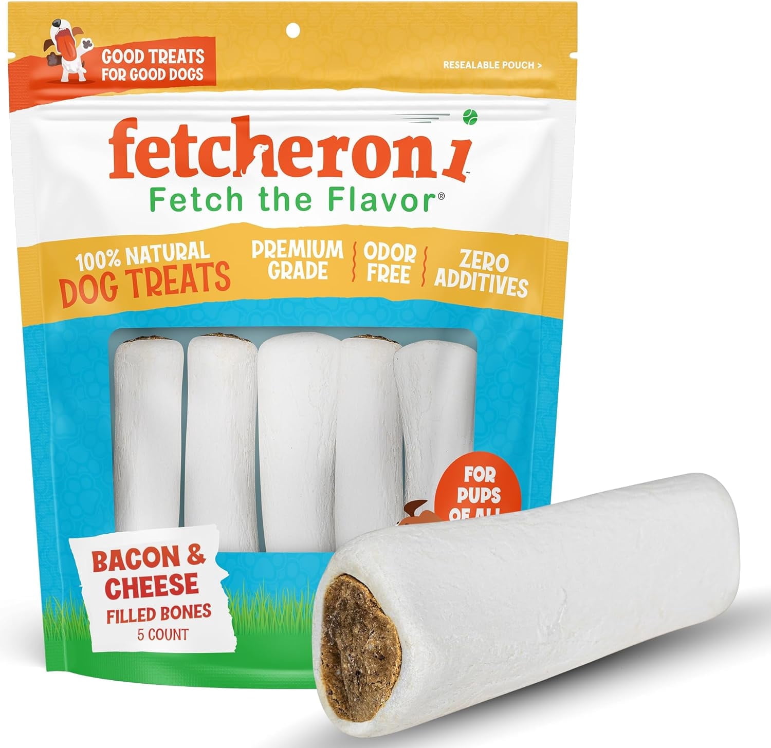 FETCHERONI Stuffed Dog Bone - Dog Treat Filled with Flavor for Your Dog ...