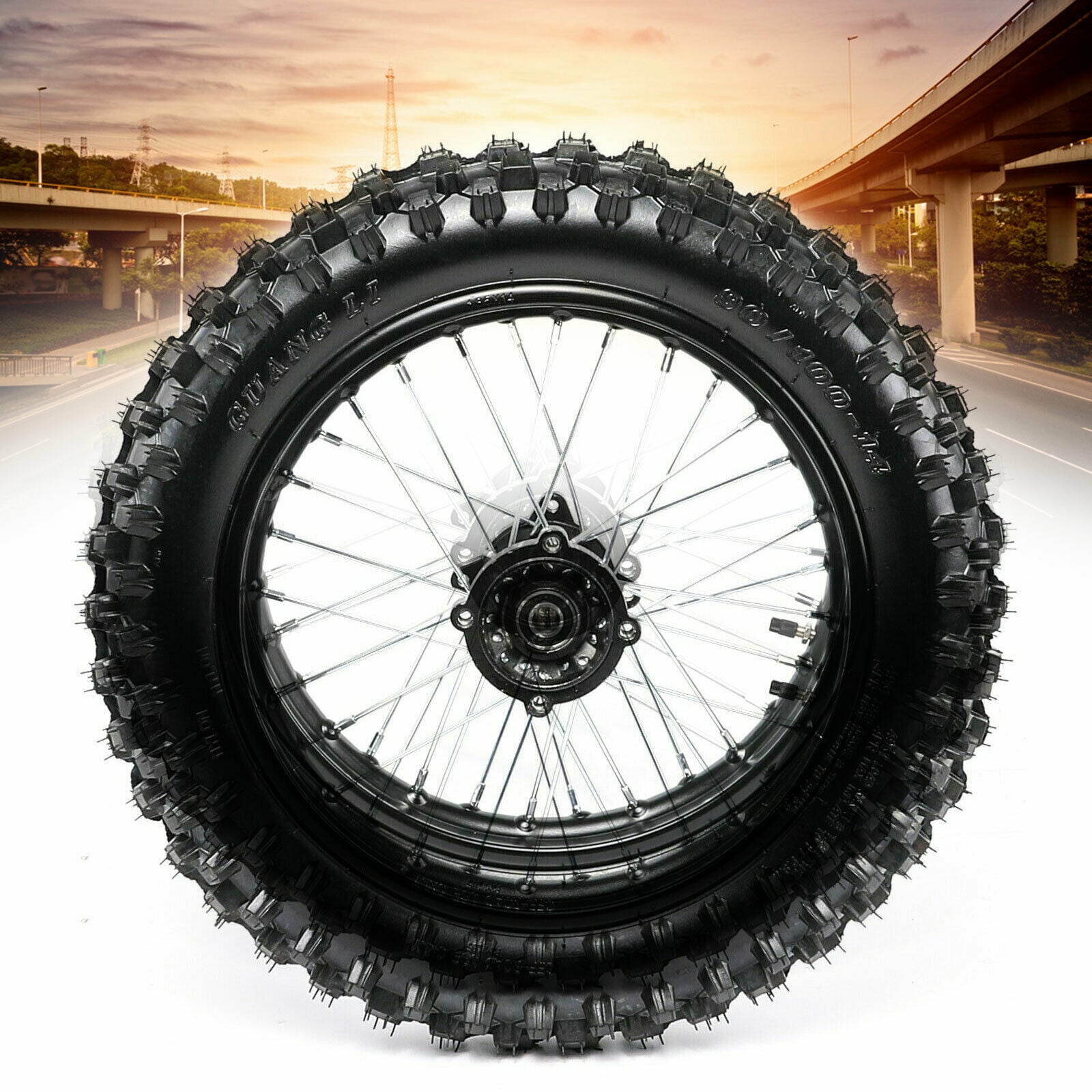 FETCOI 14" Rear Wheel Rim 90/100-14 Rear Tire Fit For Dirt Bike/Pit Bike/Monkey Bike - Walmart.com