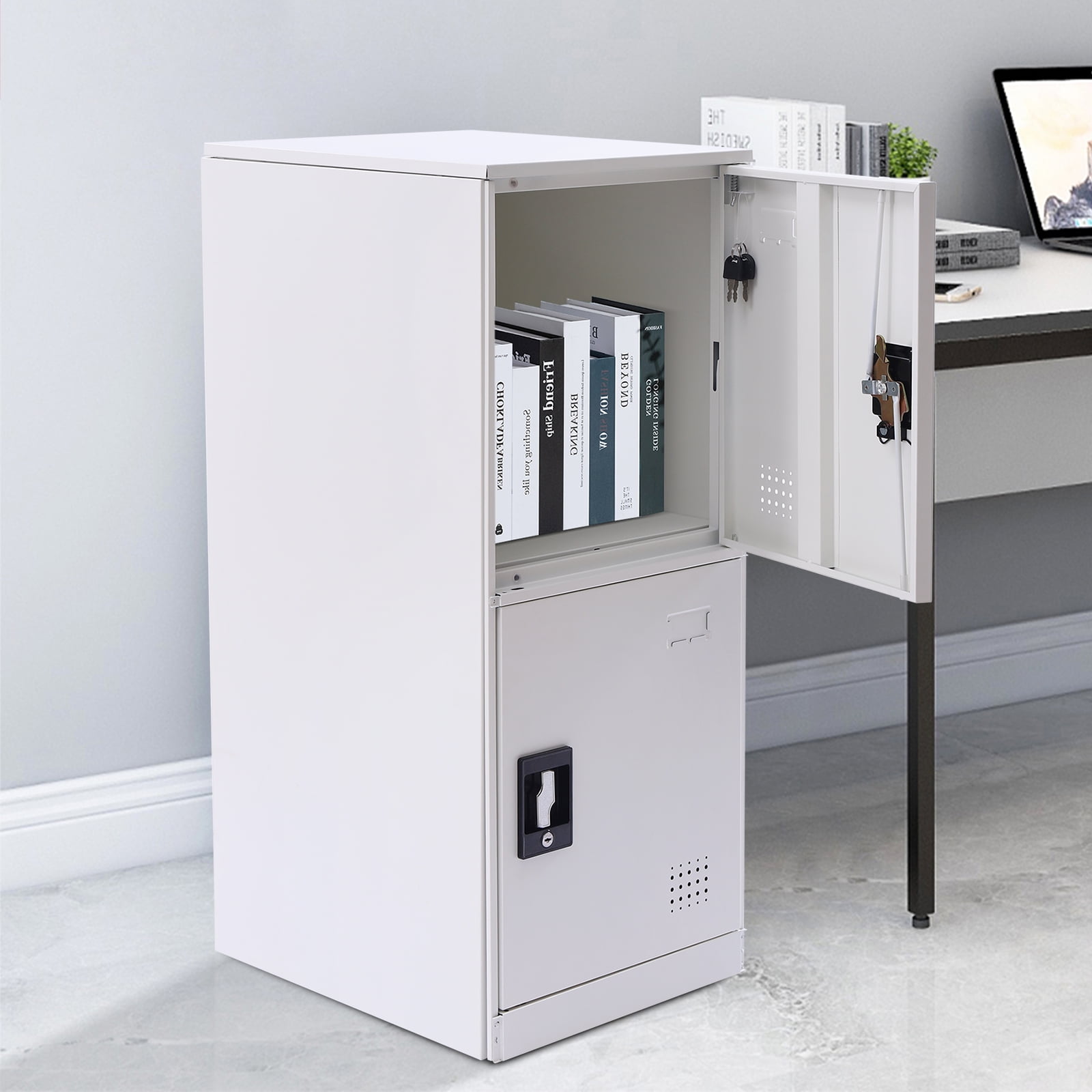 FETCOI 2 Layer Vertical Storage Locker Gym School Storage Cabinet w ...