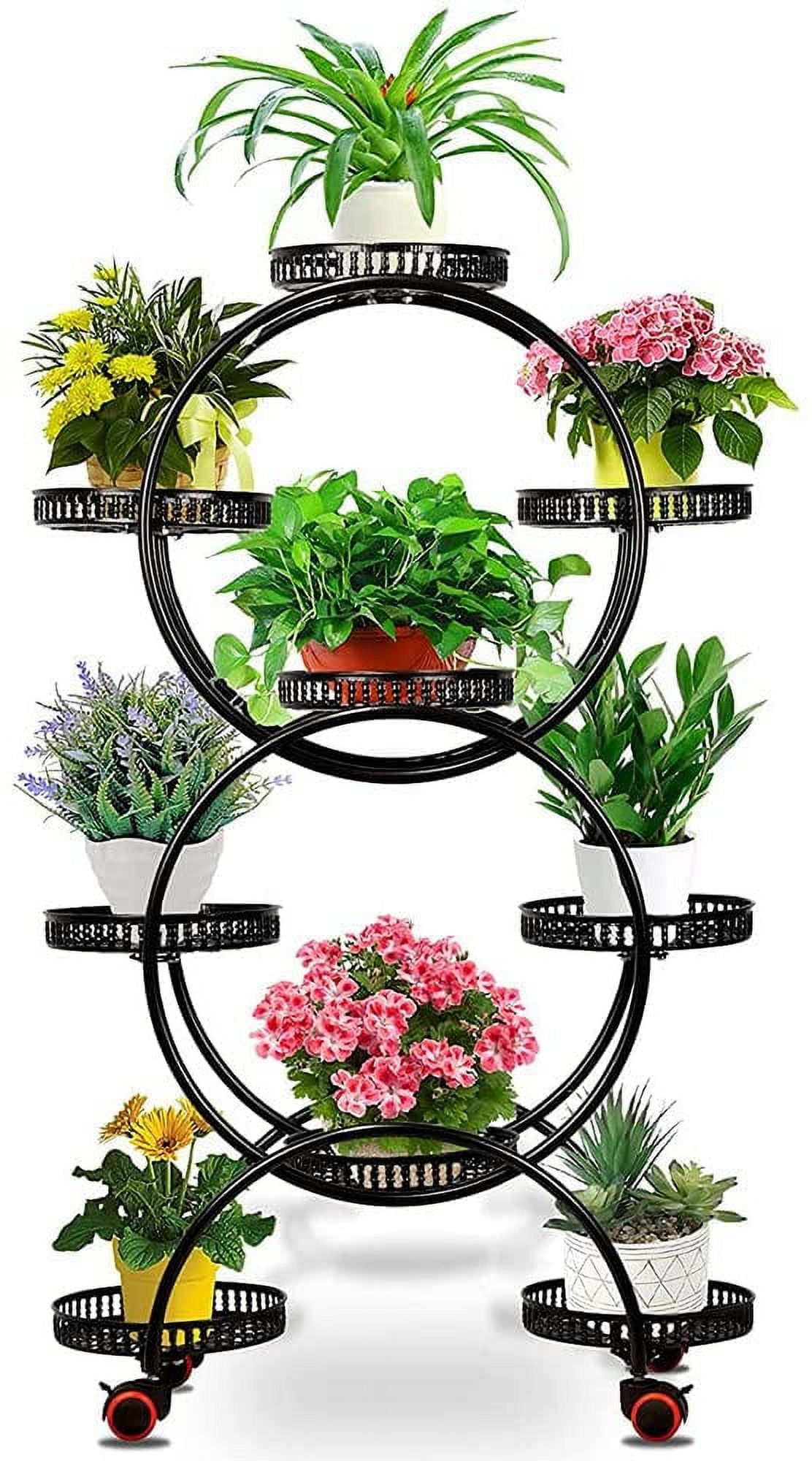 FETCOI 2 Layers 9 Slot Plant Stand Flower Pot Holder Shelf for Indoor ...