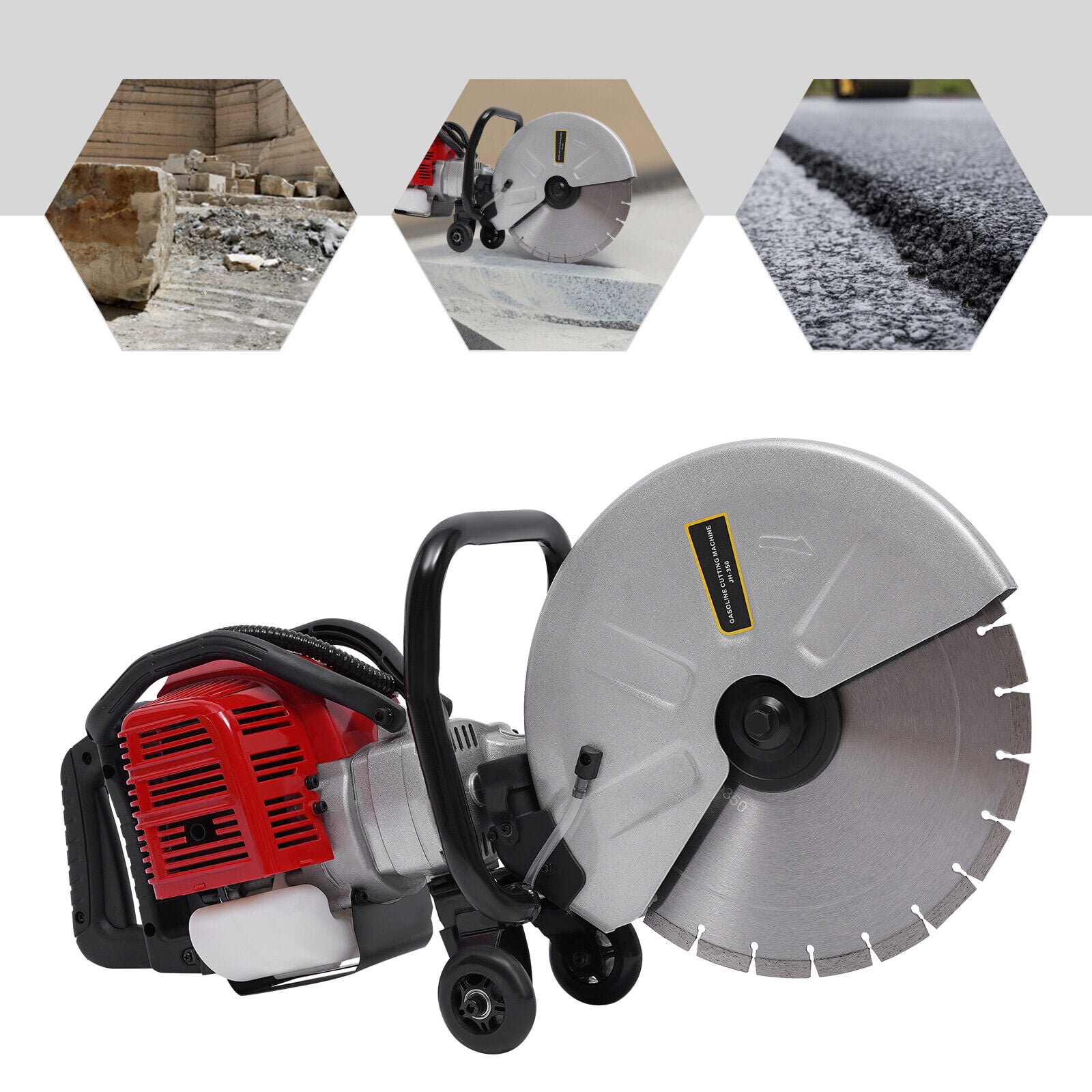 FETCOI 2 Stroke Gas Powered Cut Off Saw Handheld 13" Cement Wet Dry ...