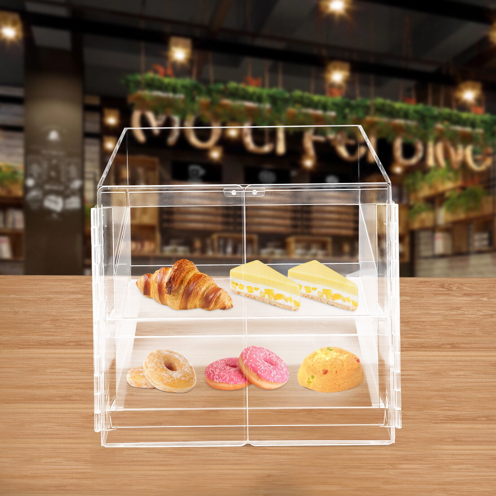 FETCOI 2 Tier Acrylic Display Case Clear Self Serve Pastry or Donut ...