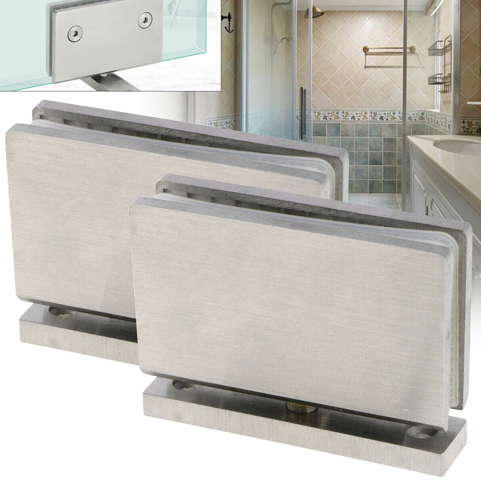 FETCOI 2PCS Glass Pivot Door Hinges Clamps Shower Door Hinges Clamps ...