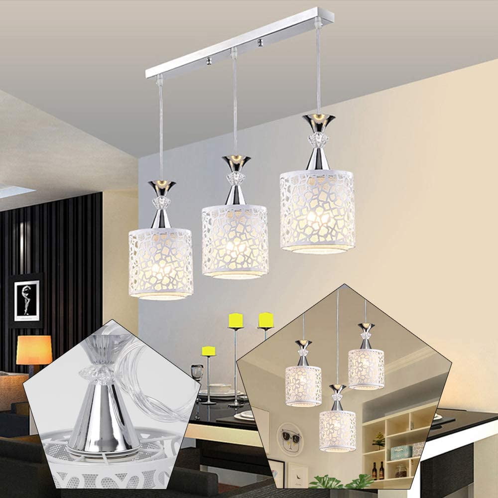 FETCOI 3-Light Pendant Lighting, Modern Metal Chandelier Lamp Suspended ...