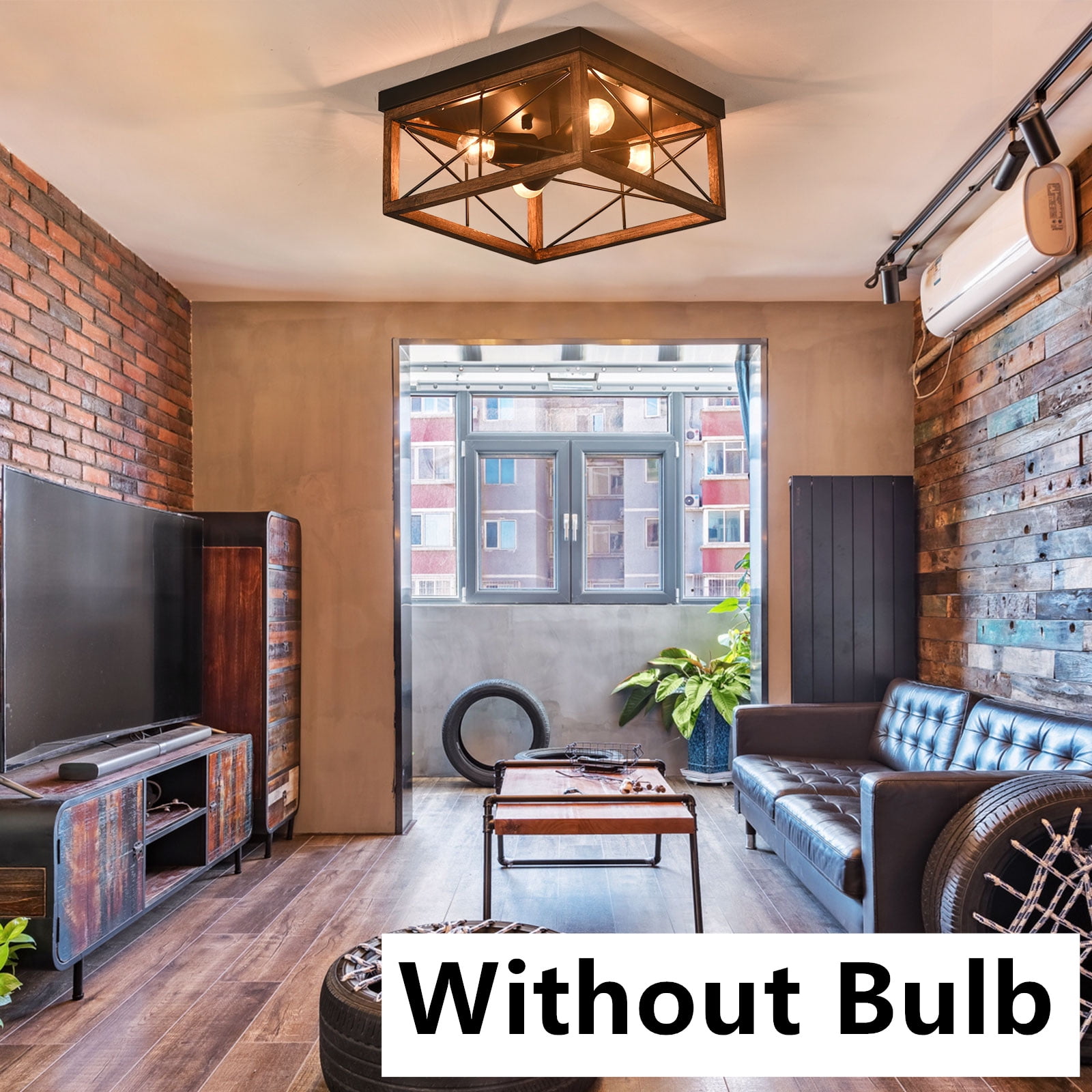 FETCOI 4-Light Farmhouse Flush Mount Ceiling Light, 12-inch Square ...