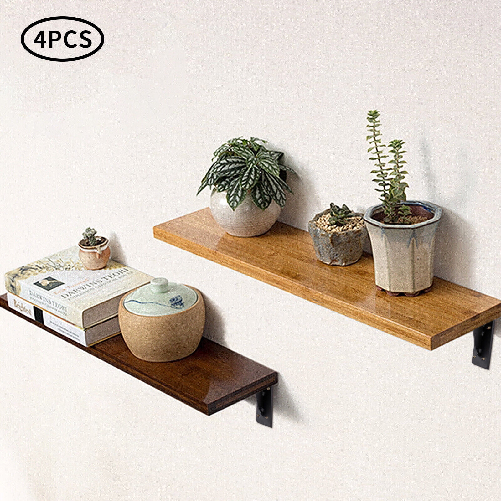 FETCOI 4 Pack Shelf L Brackets Heavy Duty Shelf Bracket Black Metal ...