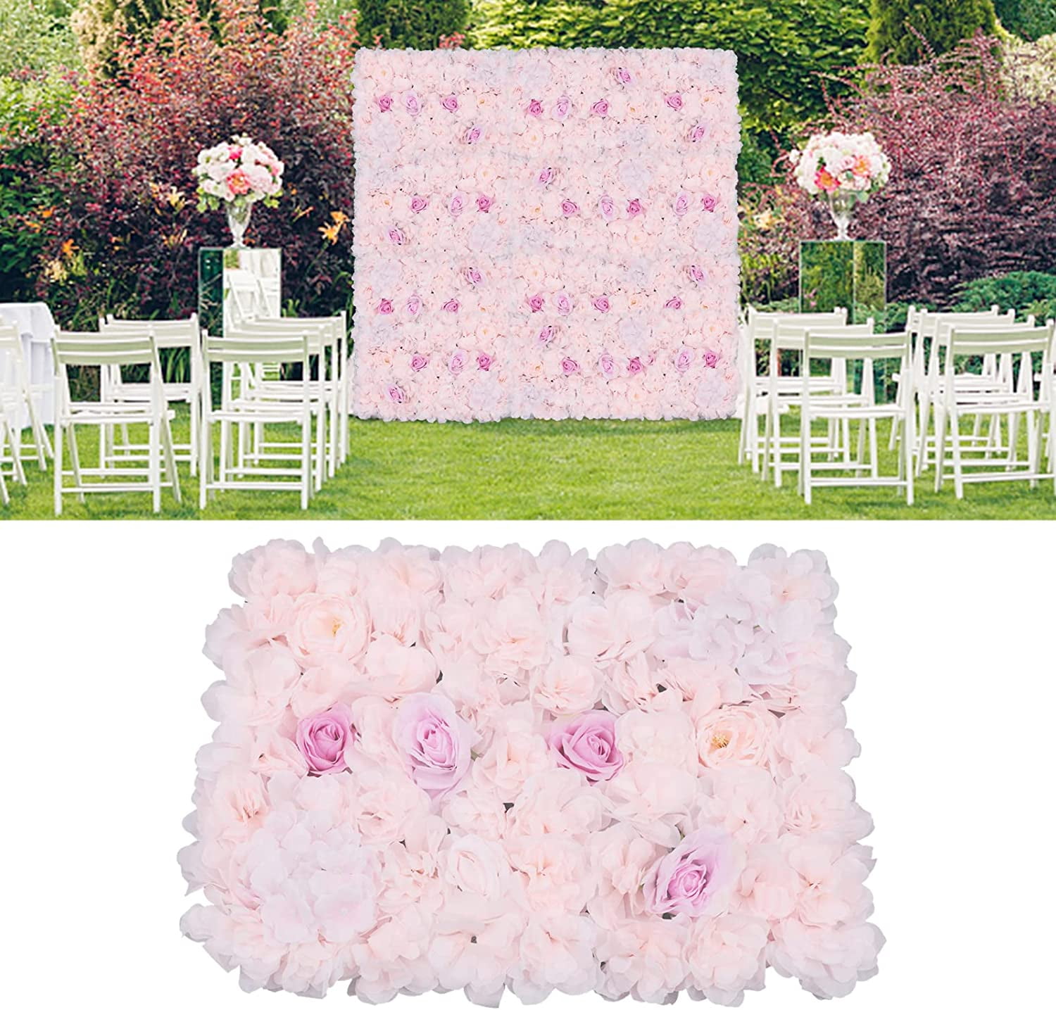 FETCOI 4pcs Artificial Roses Flower Wall Panels, 24 x 16 Inches 3D ...