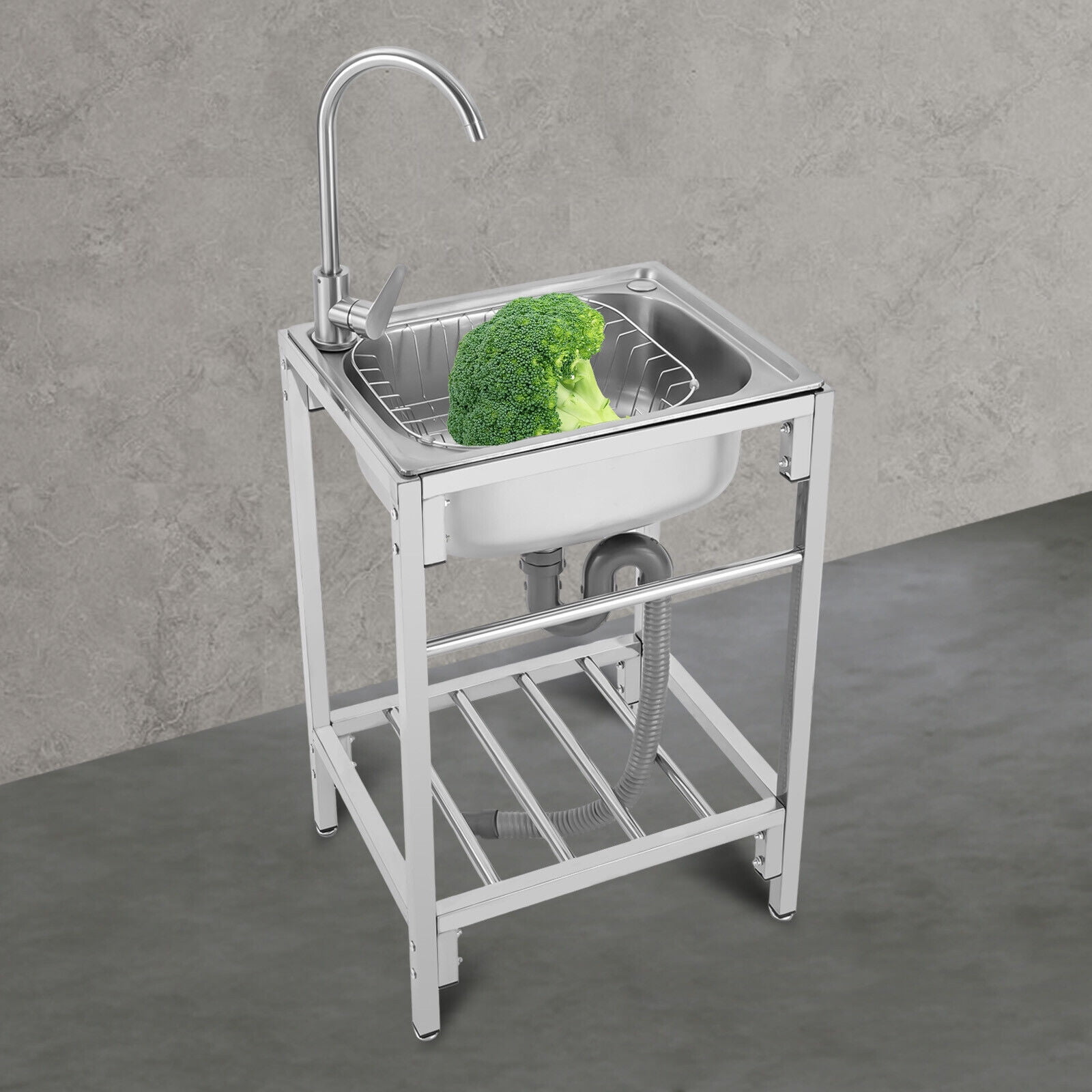 FETCOI 50/60/68cm Kitchen Sink Country Farmhouse Stainless Steel Single ...