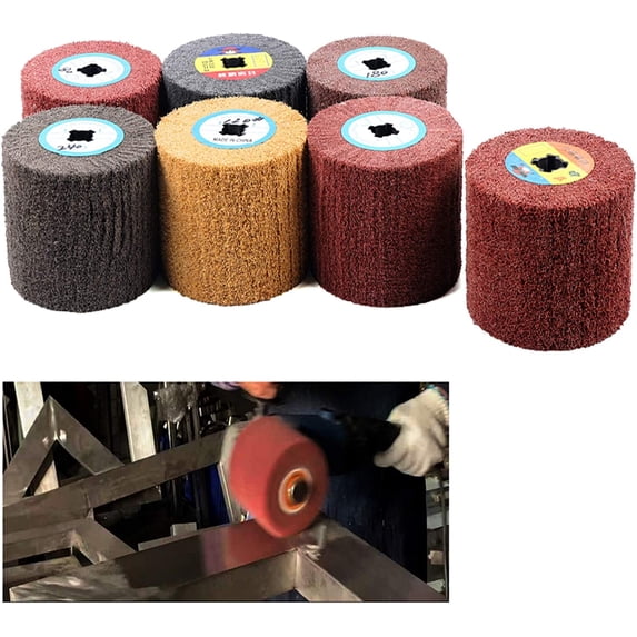 FETCOI 7Pcs Polishing Burnishing Wheel Wire Drawing Wheel Brush Drum ...