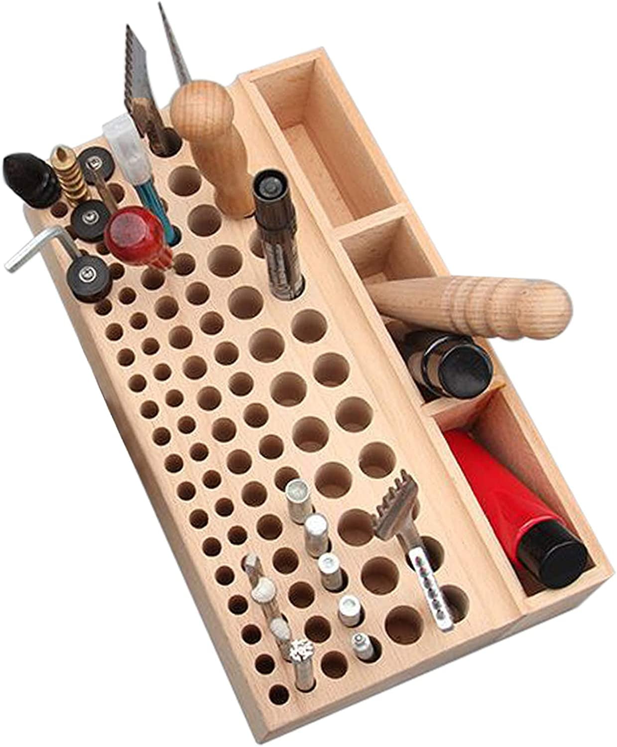 FETCOI 98 Holes Leather Craft Wood Tool Rack Holder Stamps Punch Tool ...