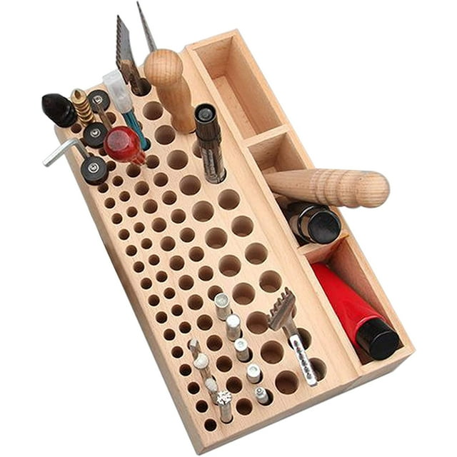 FETCOI 98 Holes Leather Craft Wood Tool Rack Holder Stamps Punch Tool ...