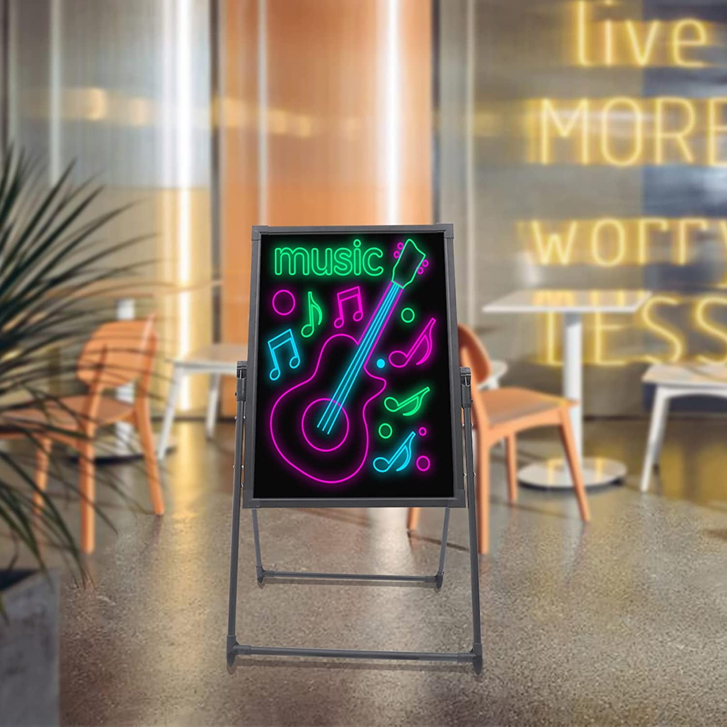 FETCOI A-Frame LED Message Writing Board, Illuminated Erasable Neon ...