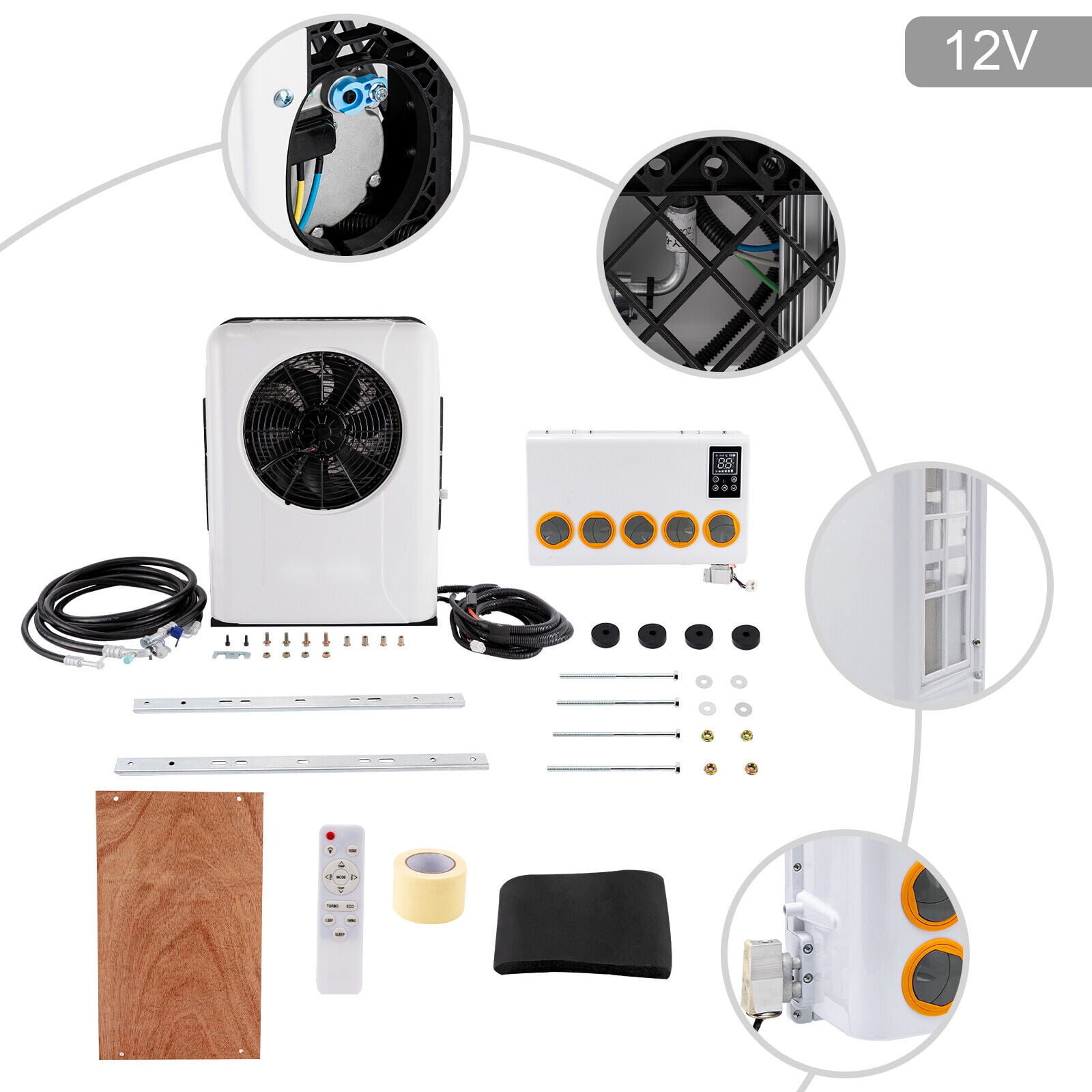 FETCOI Air Conditioner Mini Split AC 6800 BTU ONLY COLD 12V w/Remote ...