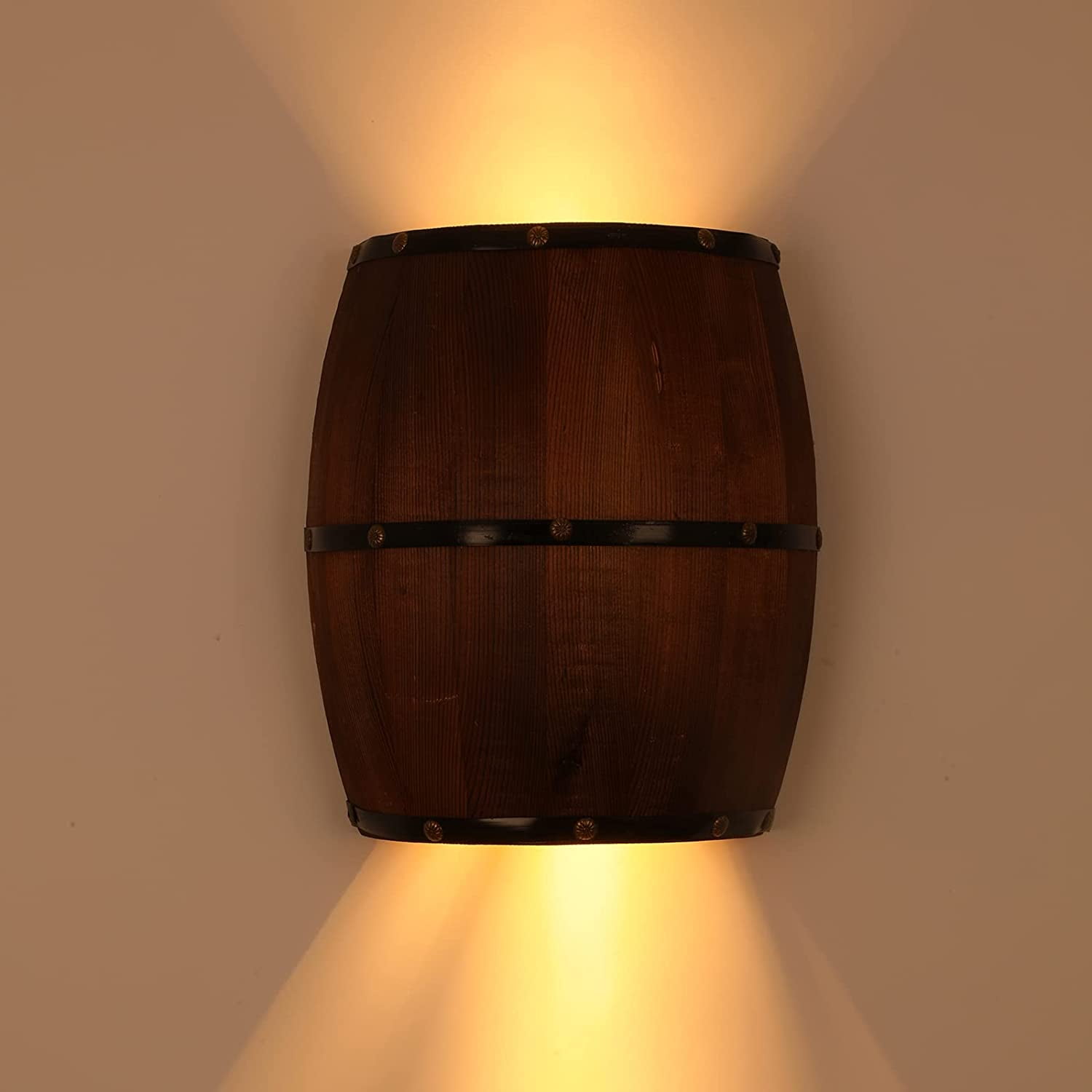FETCOI Antique Wood Wine Barrel Wall Sconce Lighting Fixture American ...