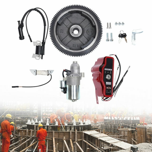 FETCOI Electric Start Kit Starter Motor Flywheel For Honda GX240 8HP ...