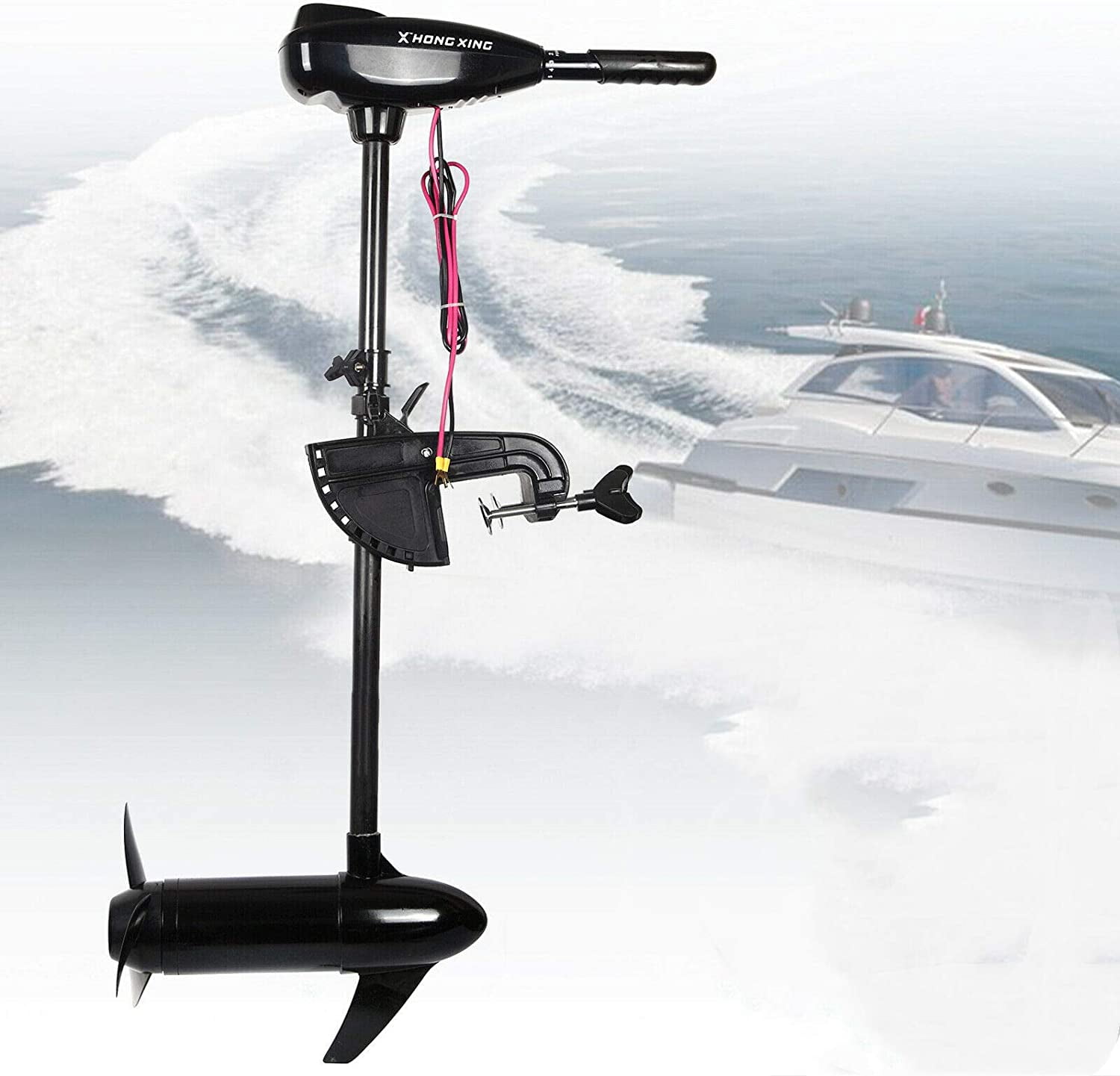 FETCOI Electric Freshwater Steer 36" Shaft 80 lb Thrust 12V Outboard ...
