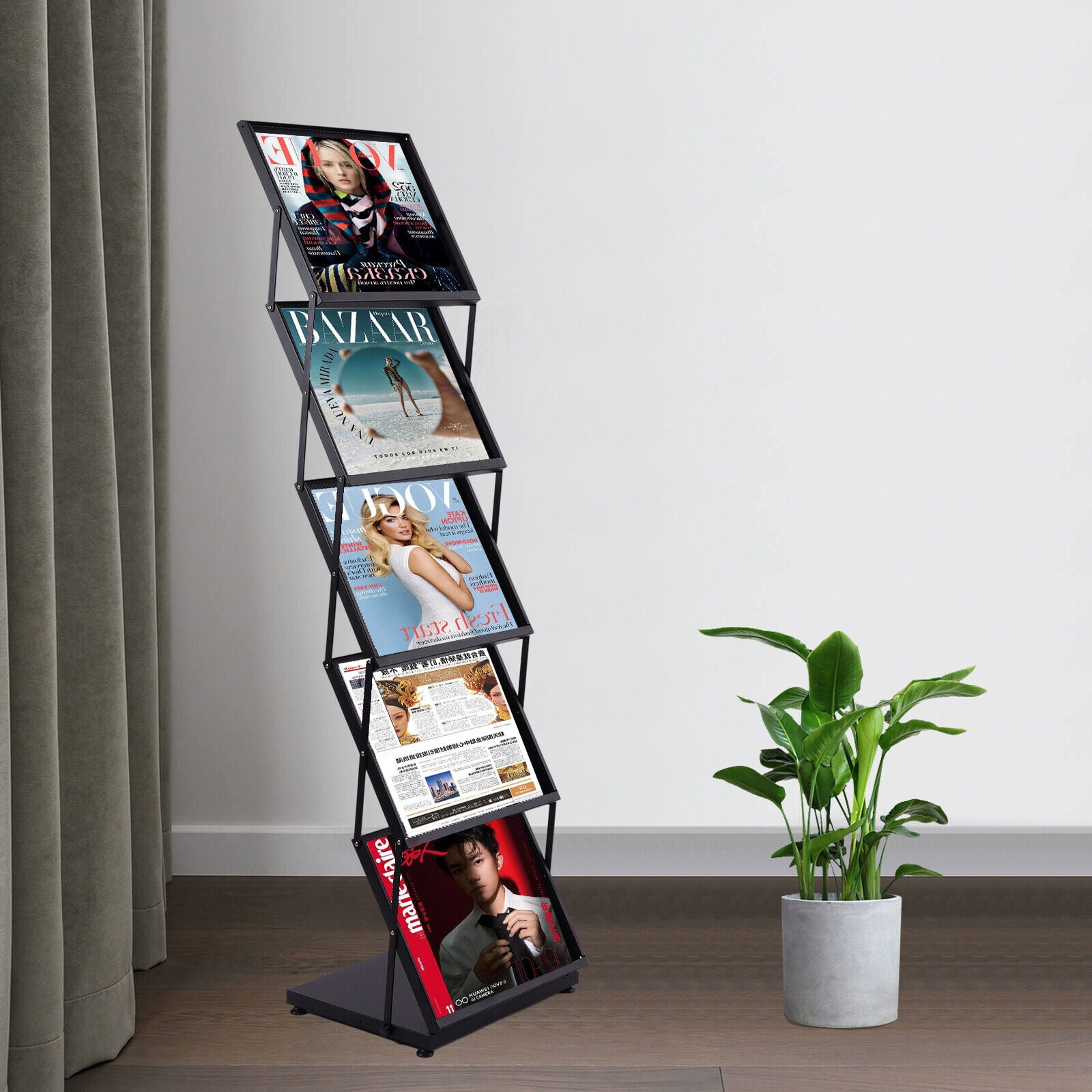 FETCOI Foldable Brochure Stand 5-layer Office Magazine Rack Catalog ...