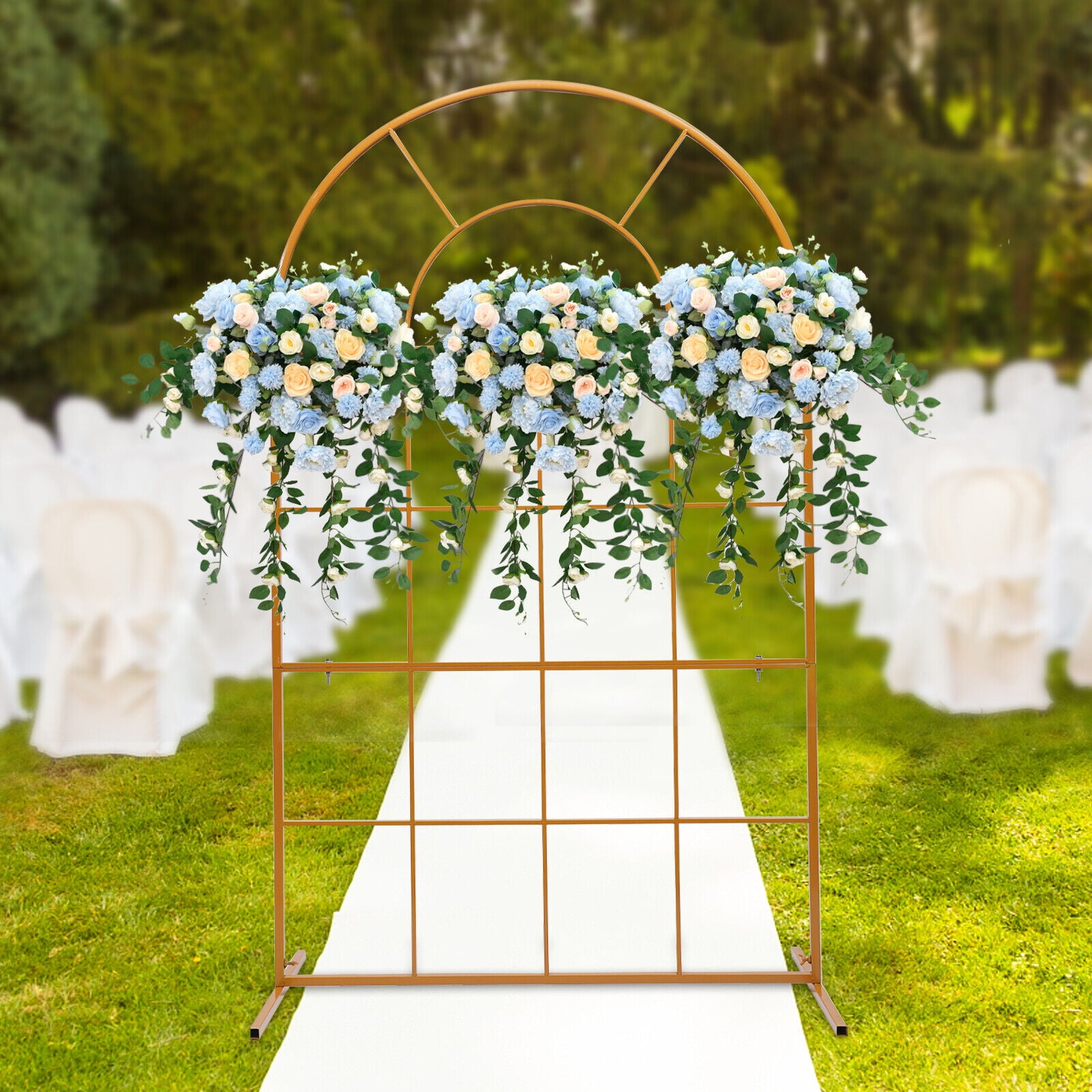 FETCOI Gold Arch Stand Wedding Backdrop Stand Decor Flower Plant Rack ...