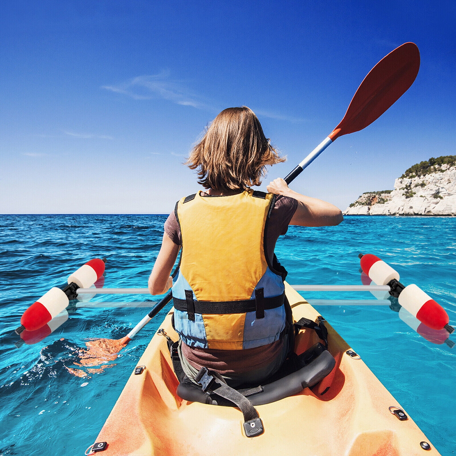 FETCOI Kayak Canoe Stabilizer System with PVC & Aluminum Outrigger Arms ...