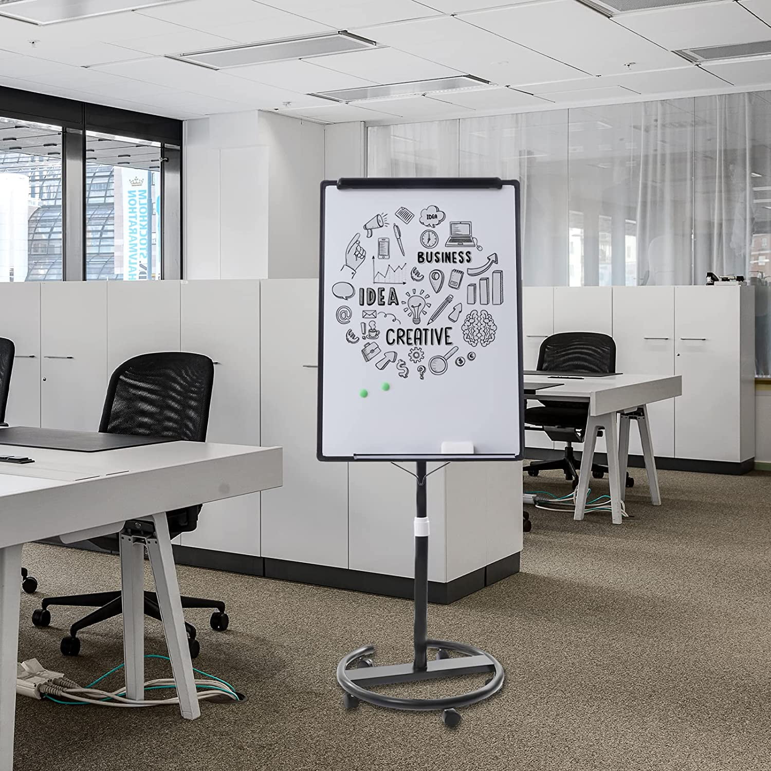FETCOI Magnetic Mobile Whiteboard Adjustable Dry Erase Board with Stand ...