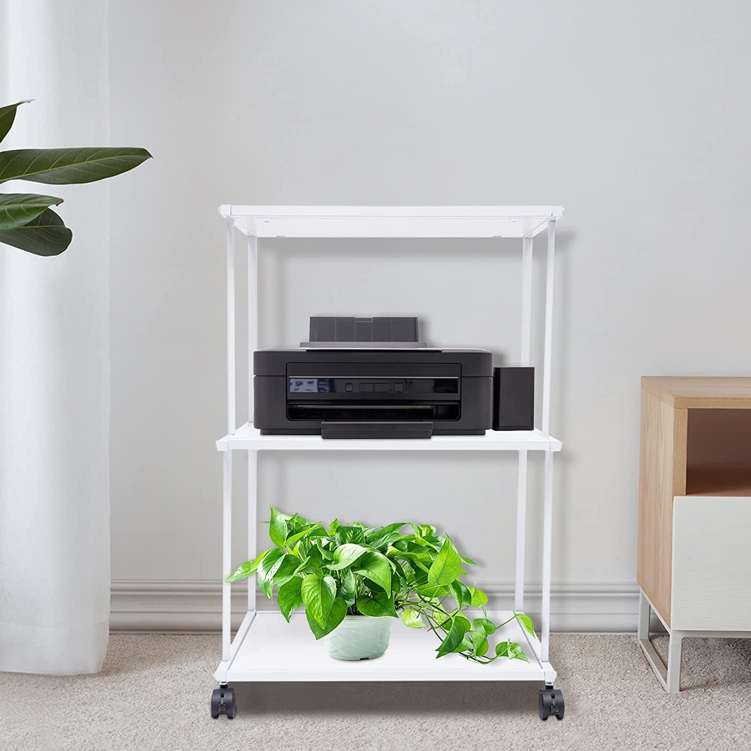 FETCOI Mobile Printer Stand 3-Shelf Printer Stand with Storage Shelves ...